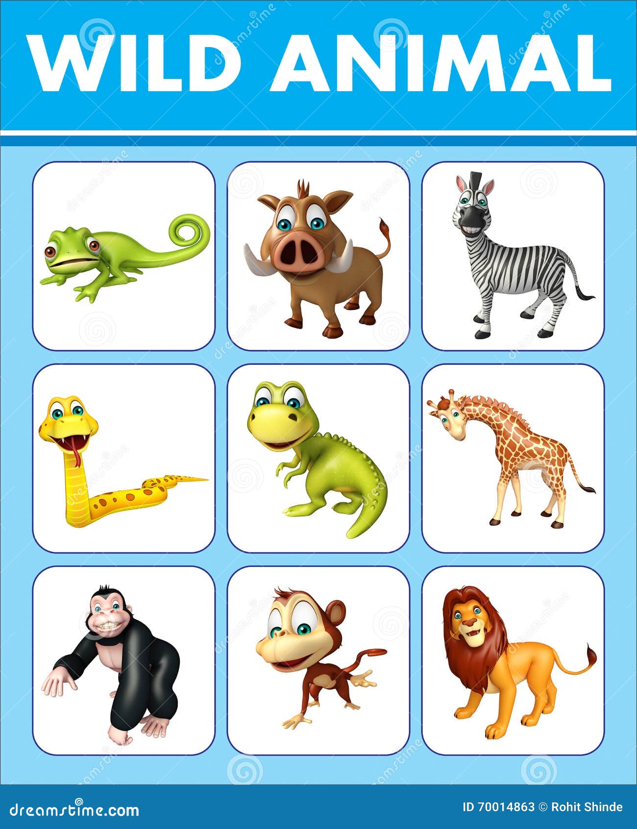 Wild animal chart stock illustration. Illustration of animal - 70014863