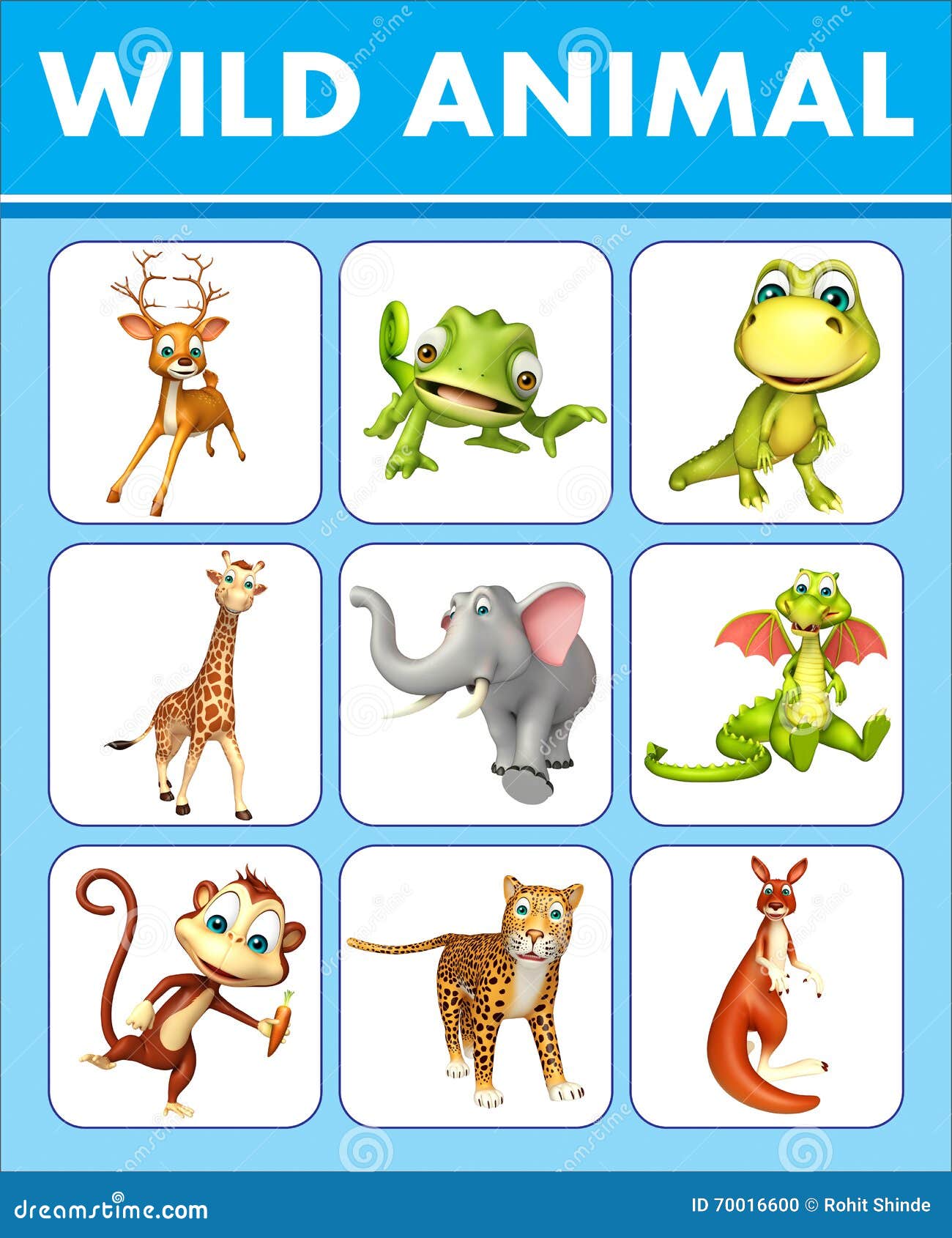 Wild animal chart stock illustration. Illustration of poster - 70016600