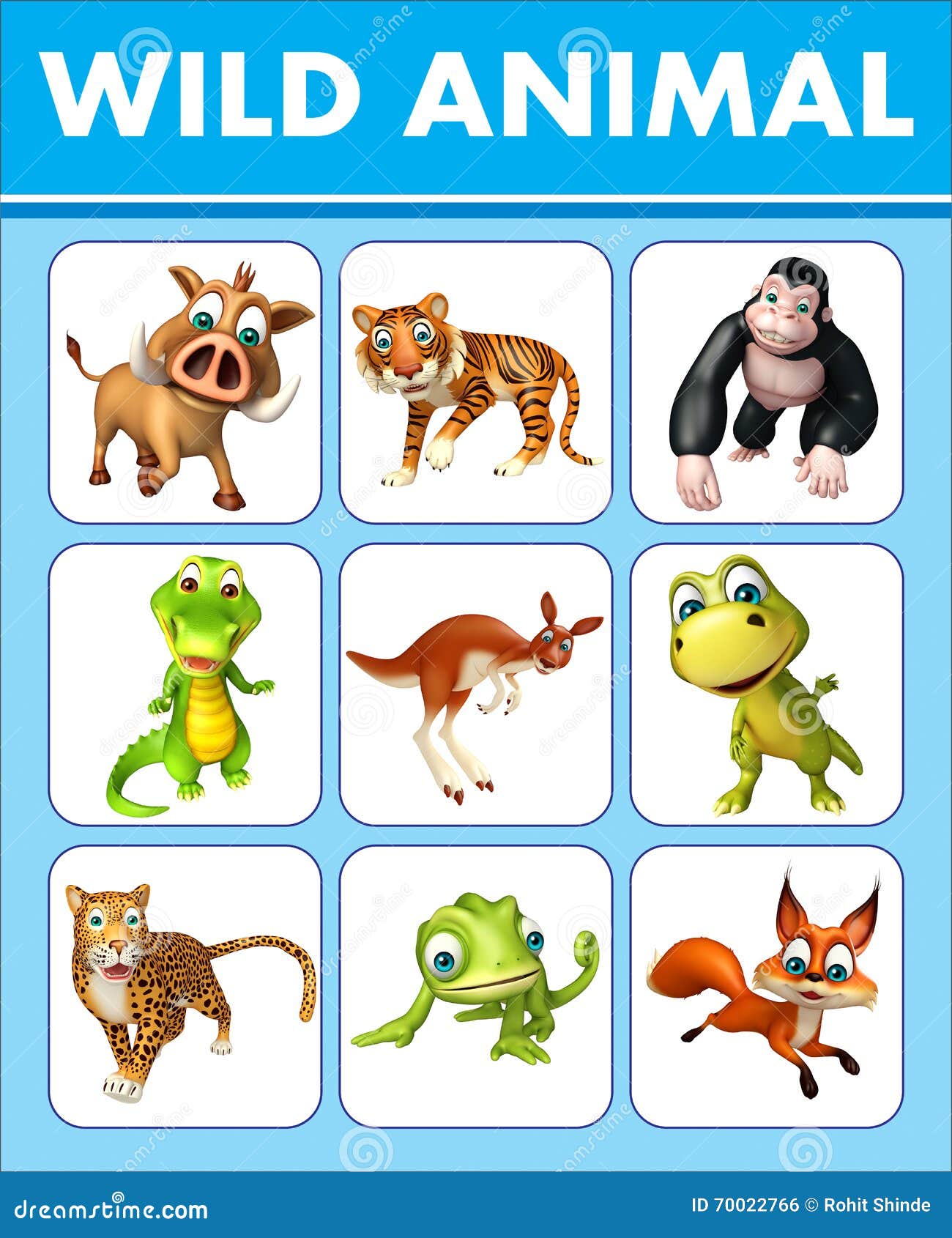 Wild animal chart stock illustration. Illustration of school - 70022766