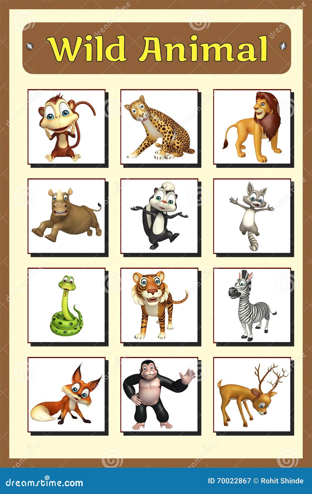 Wild animal chart stock illustration. Illustration of skunk - 70022867