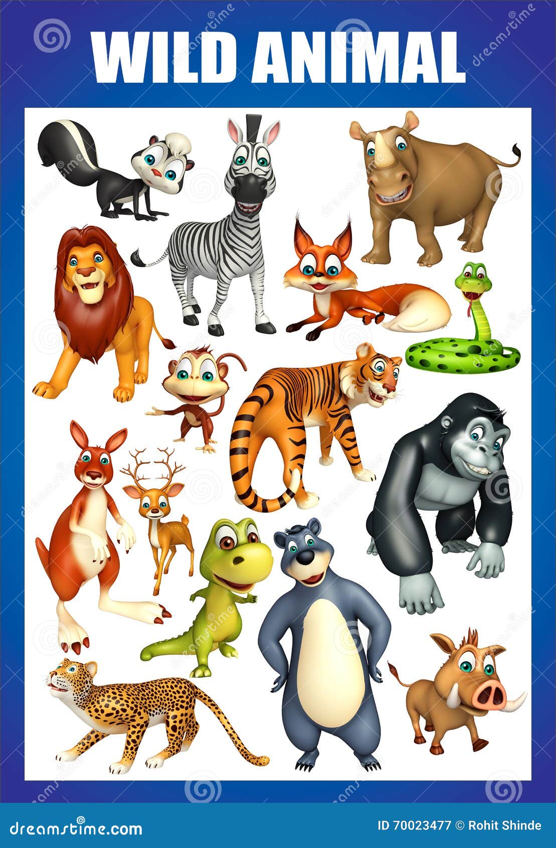 Wild animal chart stock illustration. Illustration of leopard - 70023477