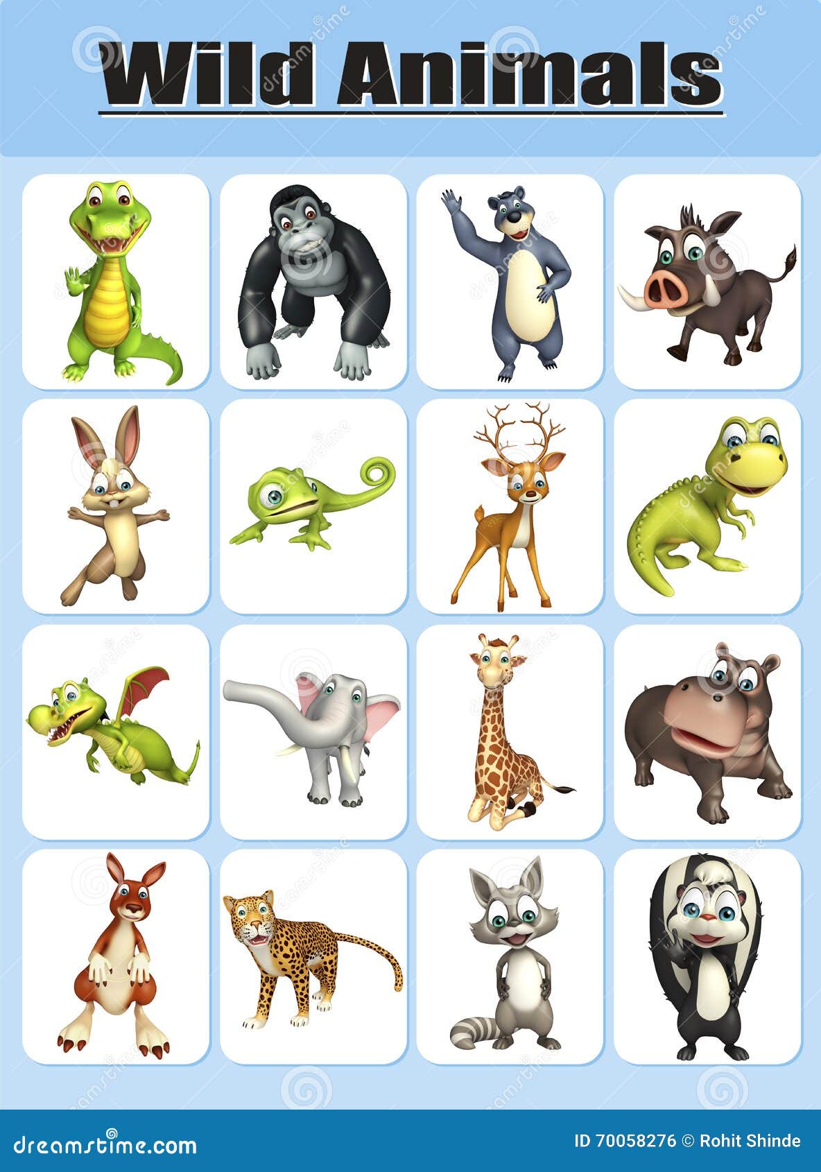 Wild animal chart stock illustration. Illustration of chamelion - 70058276