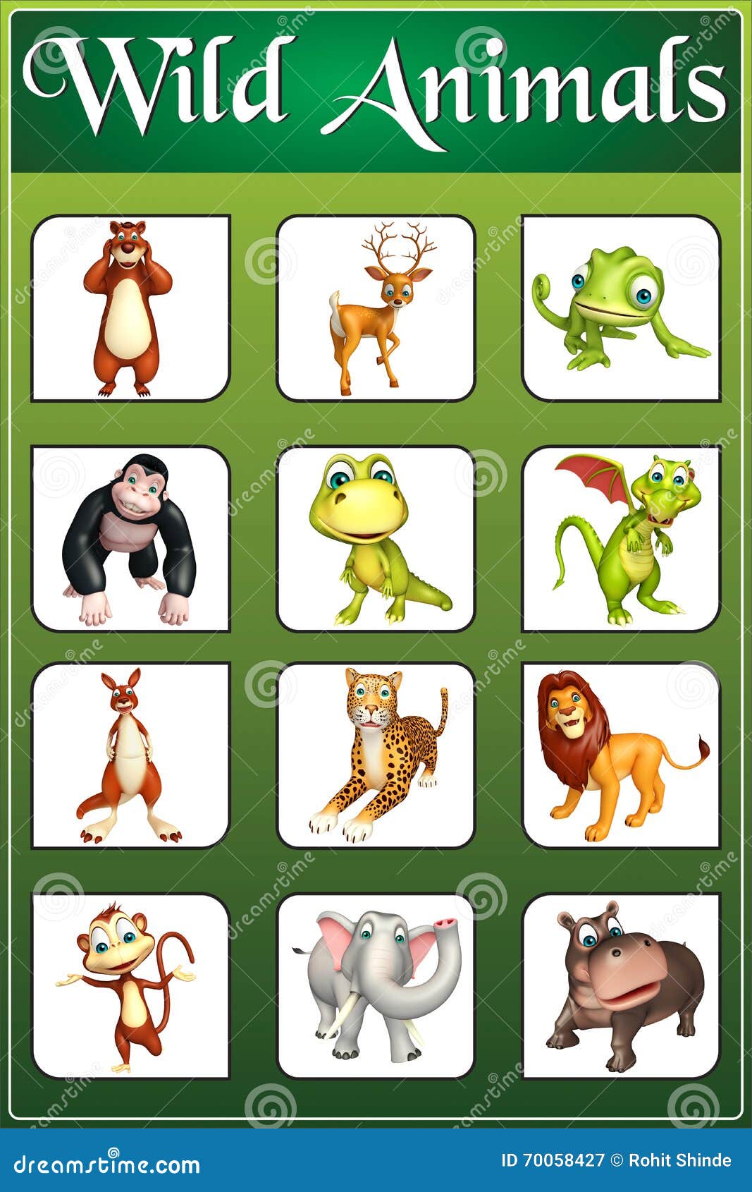 Wild animal chart stock illustration. Illustration of education - 70058427