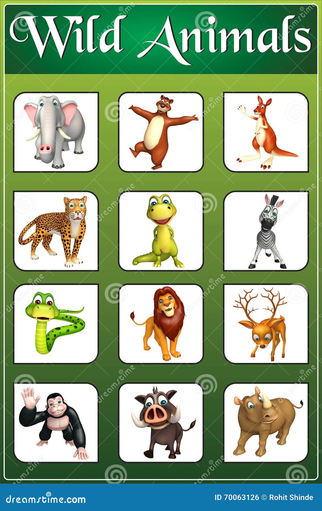 Wild animal chart stock illustration. Illustration of chart - 70063126