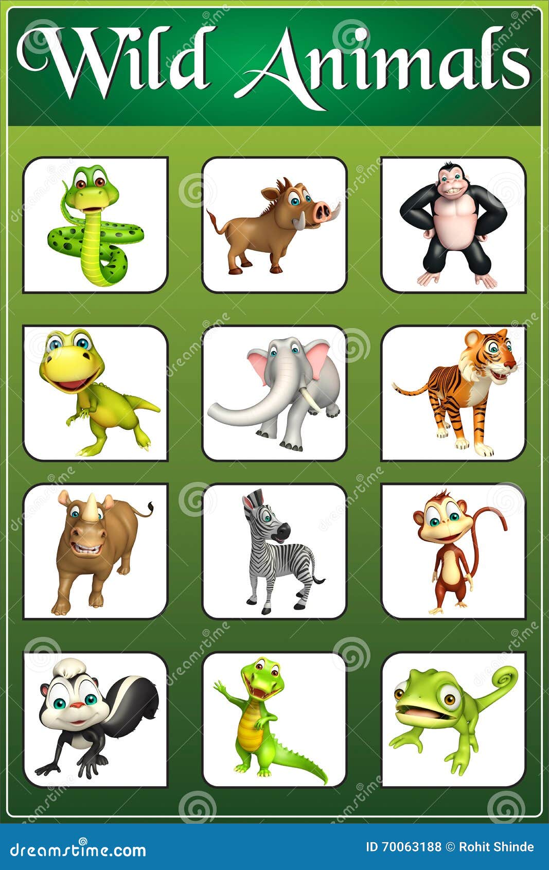 Wild animal chart stock illustration. Illustration of education - 70063188