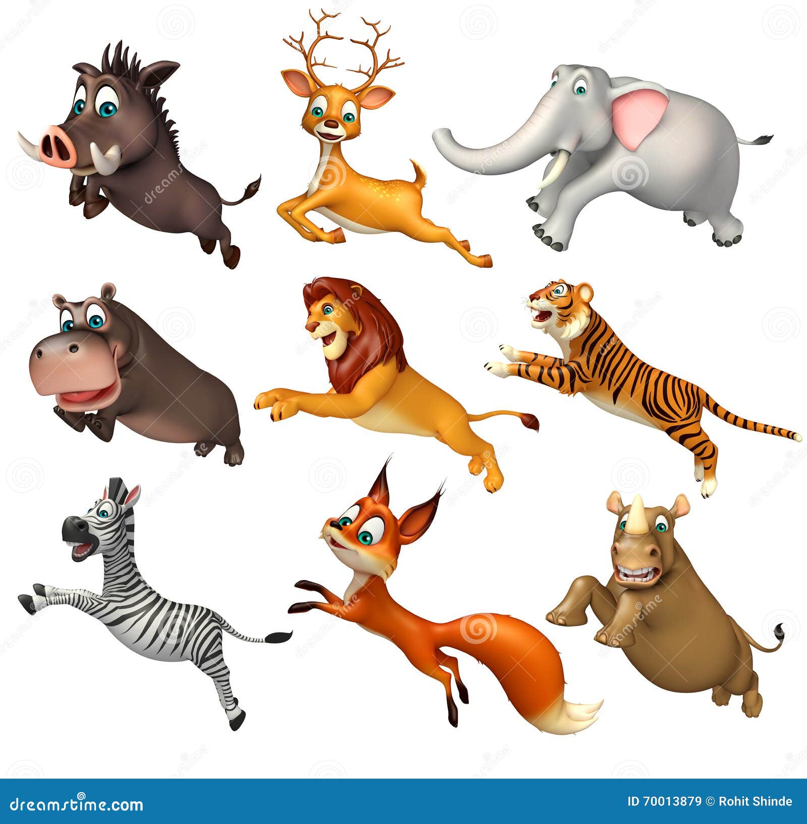 Wild animal collection stock illustration. Illustration of smile - 70013879