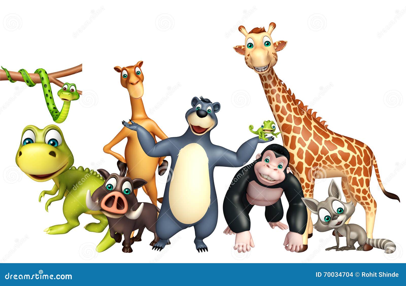 Wild animal collection stock illustration. Illustration of comic - 70034704