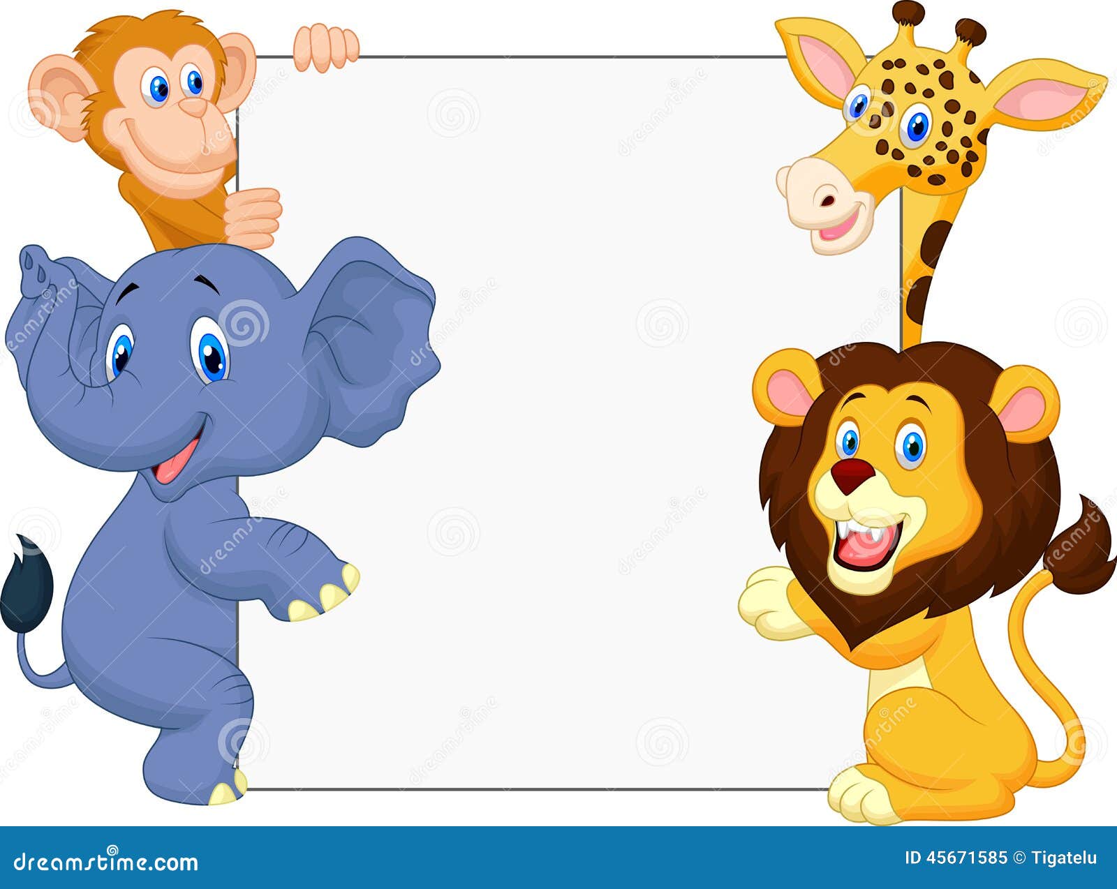 Wild Animal Holding Blank Sign Stock Vector - Illustration of mammal ...