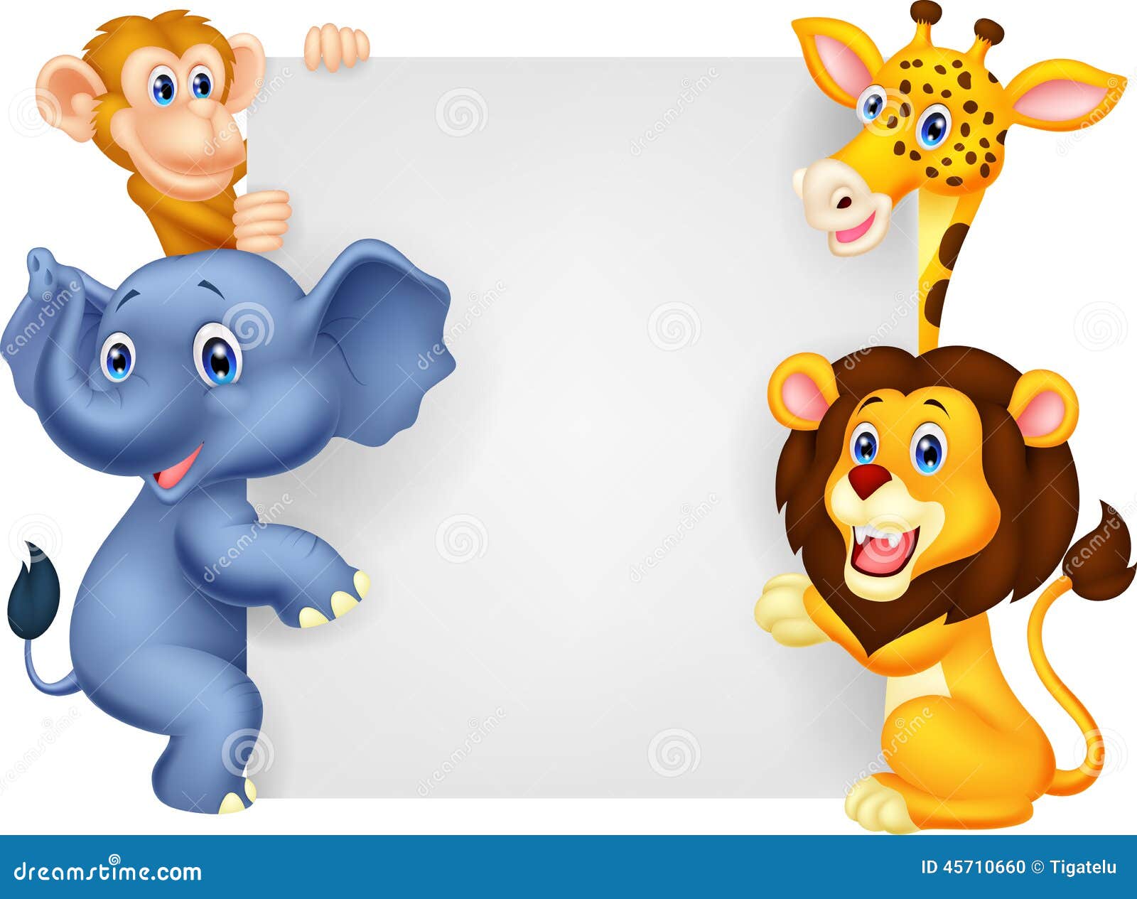 Wild Animal Holding Blank Sign Stock Vector - Illustration of cute ...