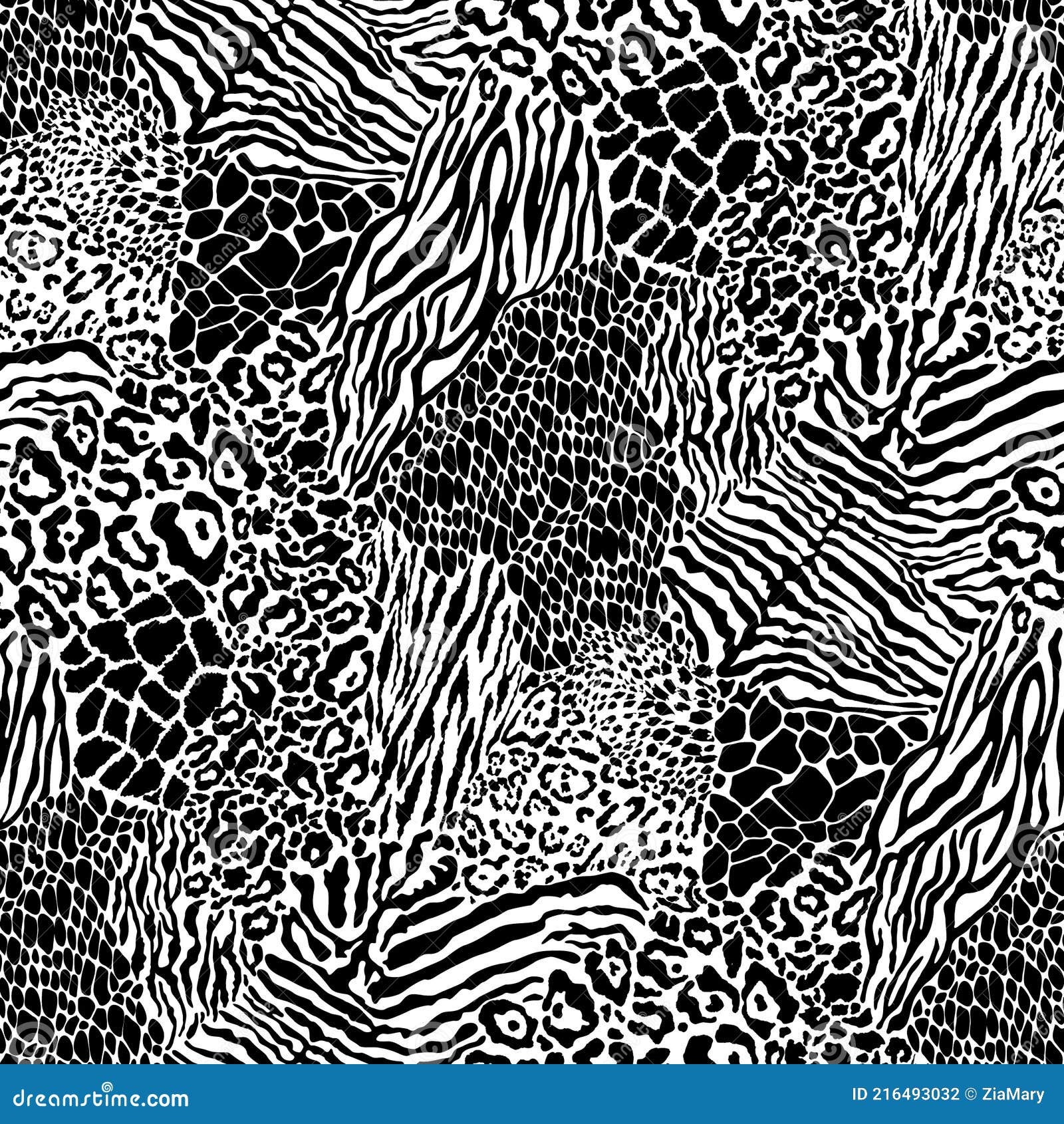 Wild Animal Skins Patchwork Wallpaper Vector Illustration ...