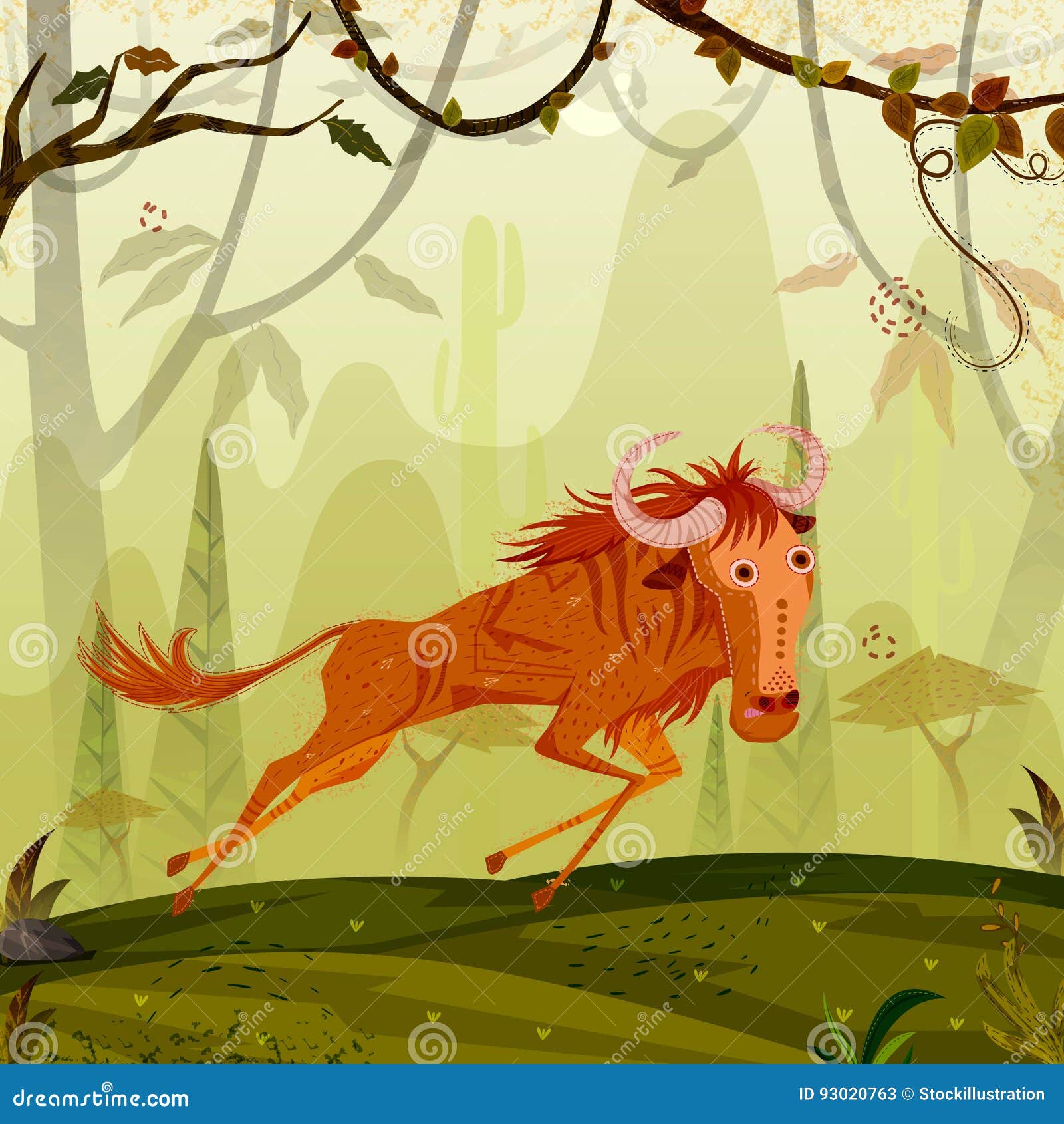 Wildebeest Wild Silhouette Cartoon Vector | CartoonDealer.com #221862171