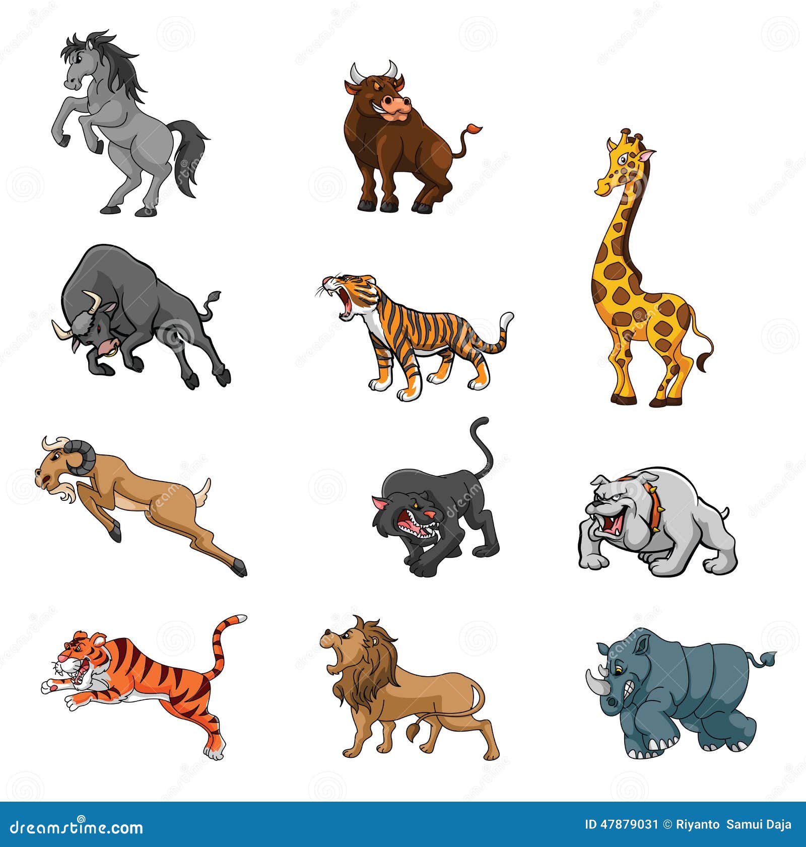 Wild Animals Angry Set Group Cartoon Vector | CartoonDealer.com #47879031