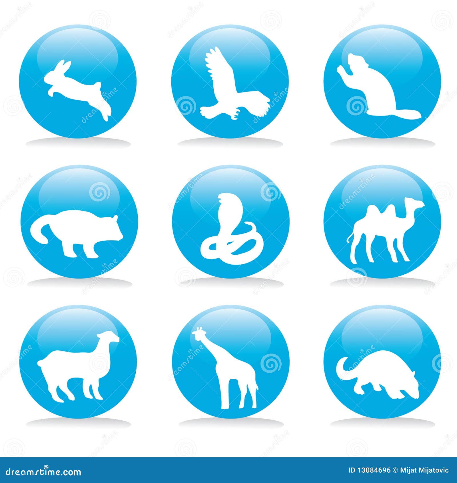 Wild animals button set stock vector. Illustration of rabbit - 13084696