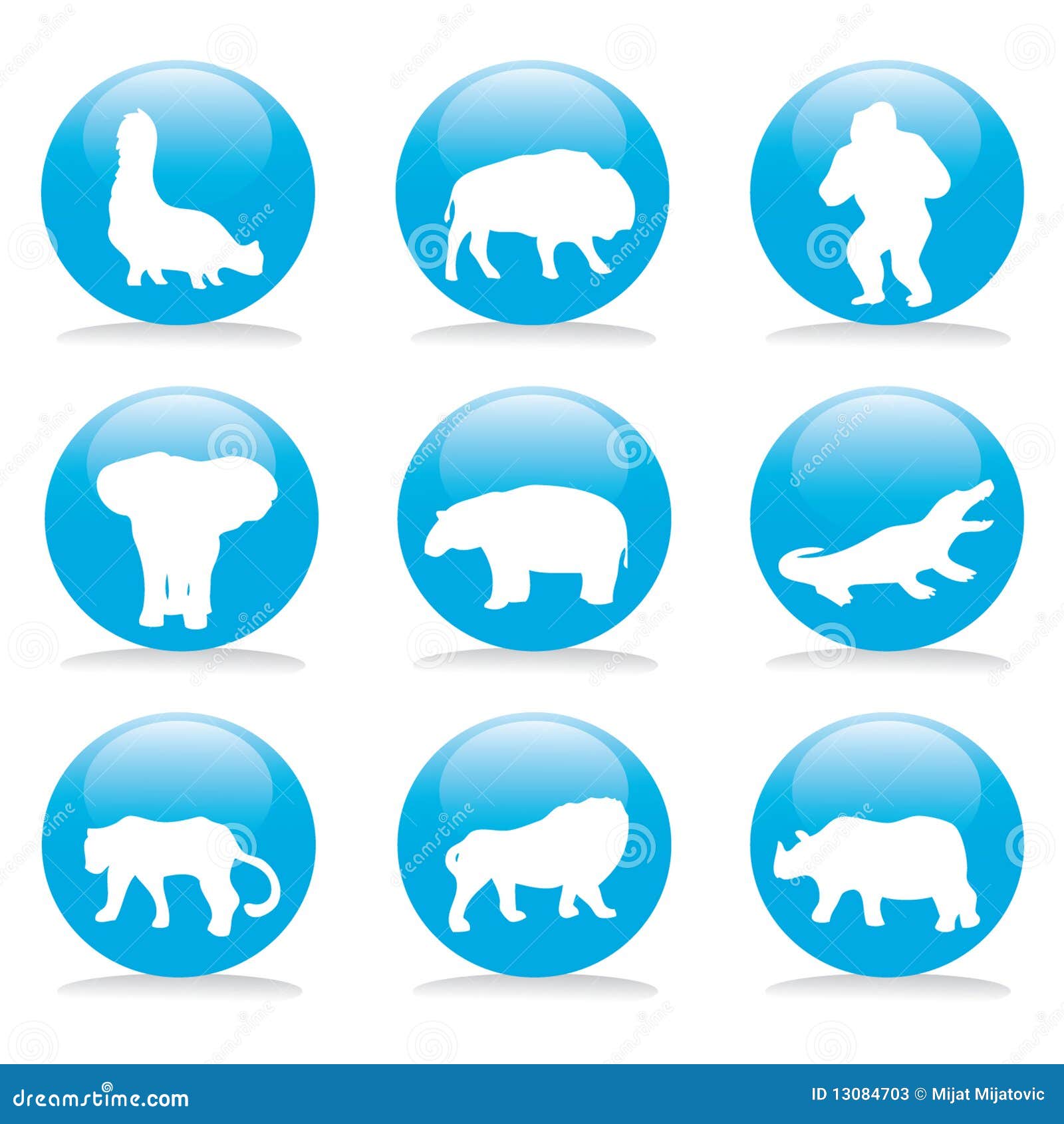 Wild Animals Button Set Cartoon Vector | CartoonDealer.com #13084703