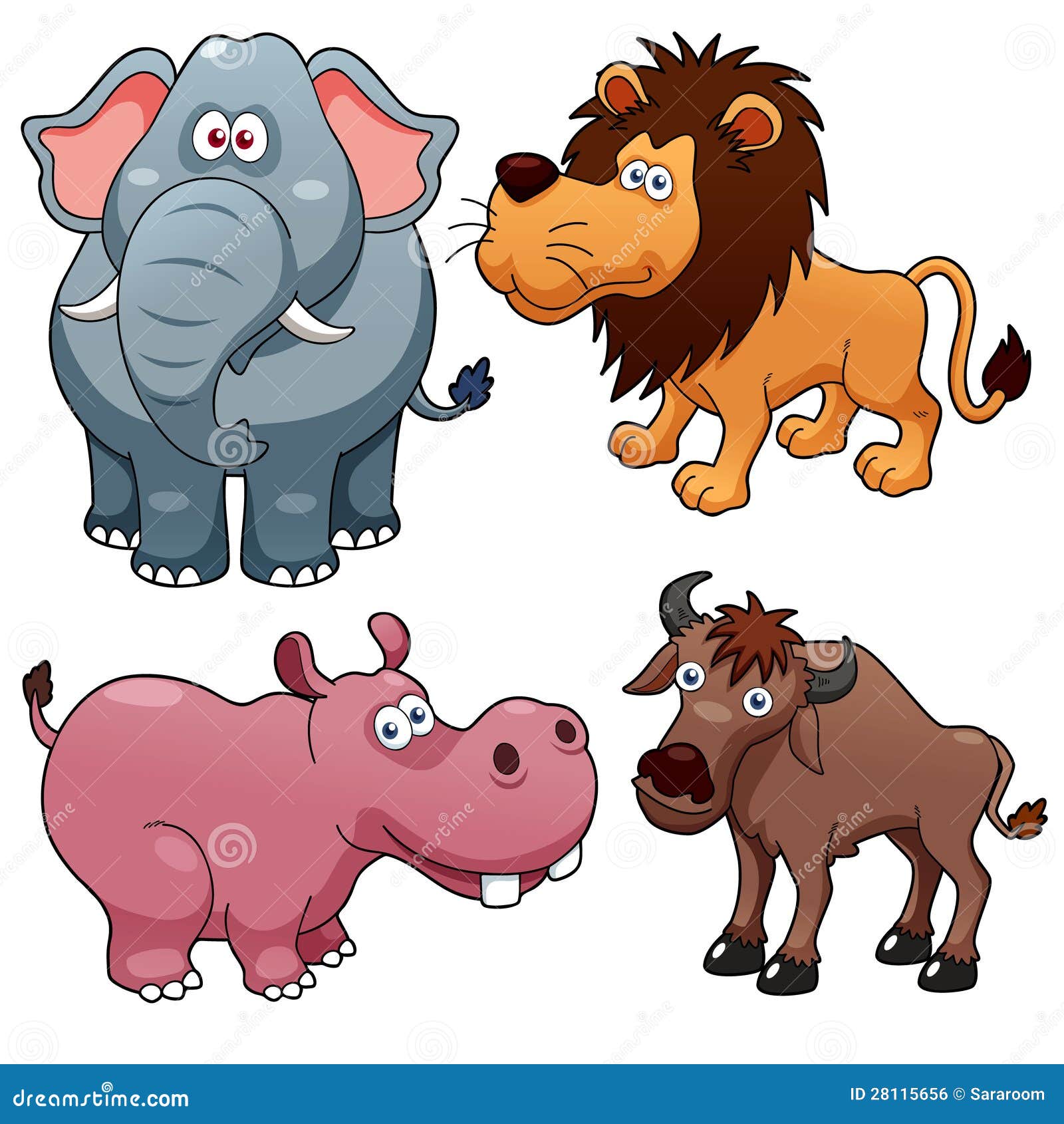 Wild animals cartoons stock vector. Illustration of elephant - 28115656