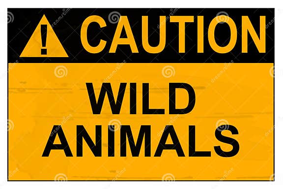 Wild Animals Caution Sign Isolated Stock Illustration - Illustration of ...