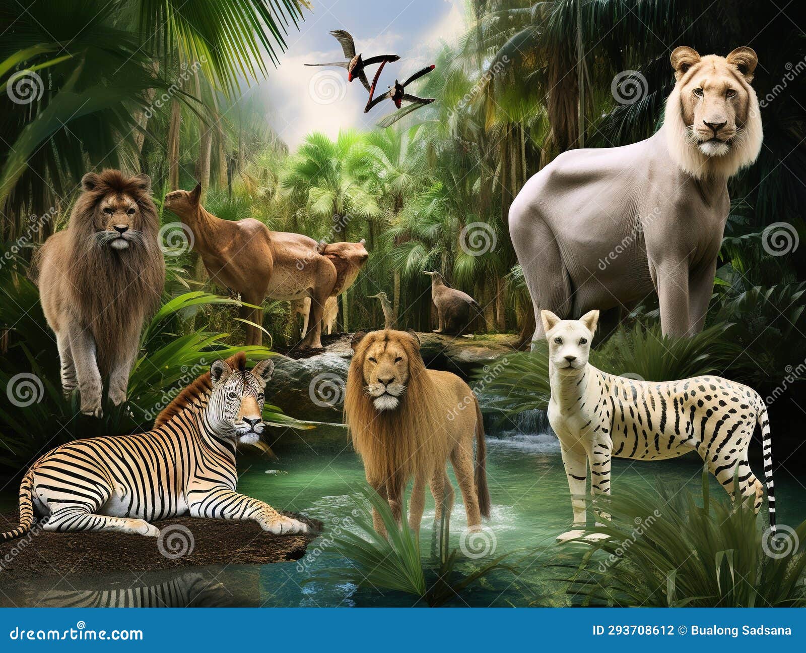 Wild Animals Collage stock illustration. Illustration of generative ...