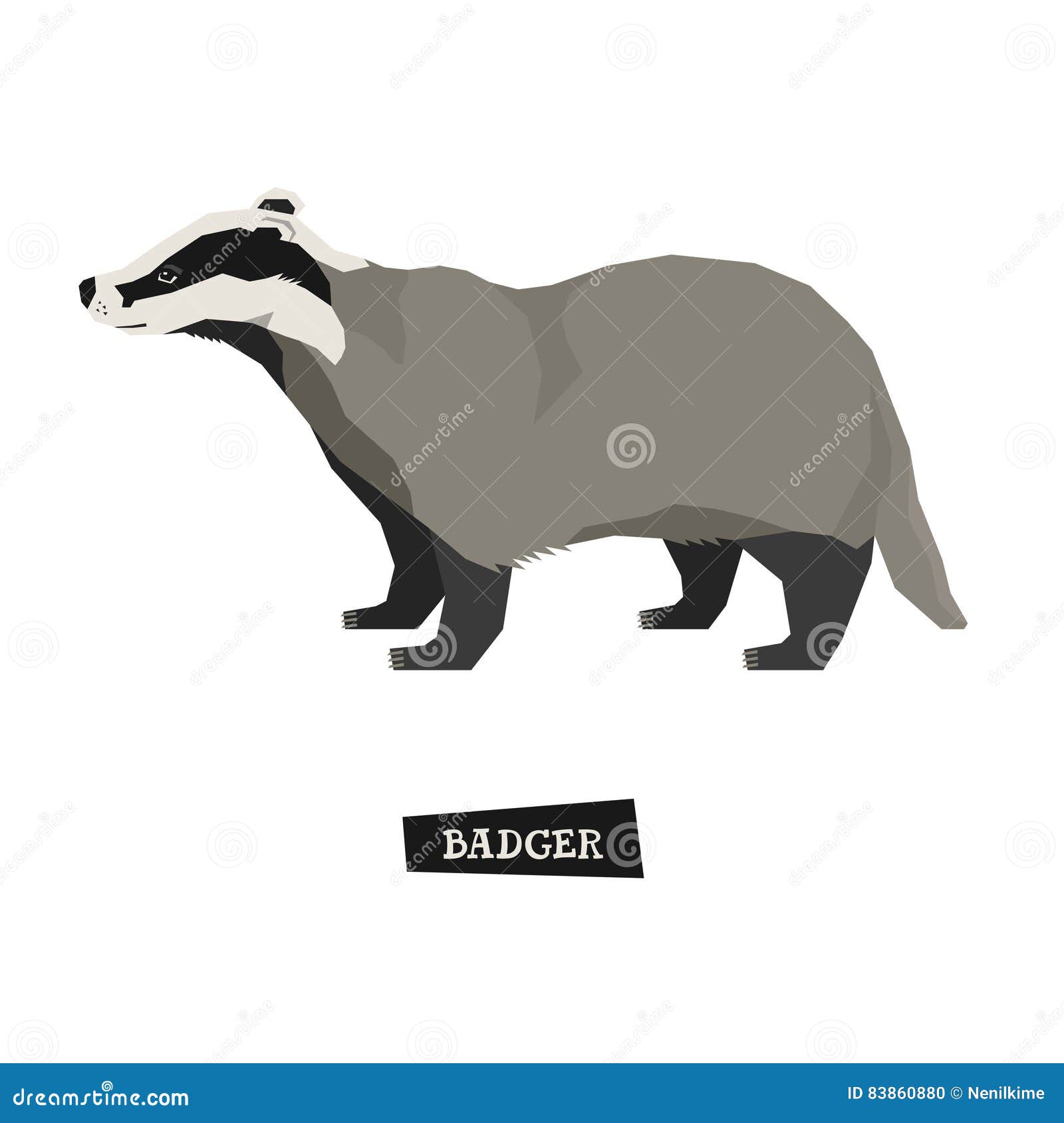 Wild Animals Collection Badger Geometric Style Stock Vector ...