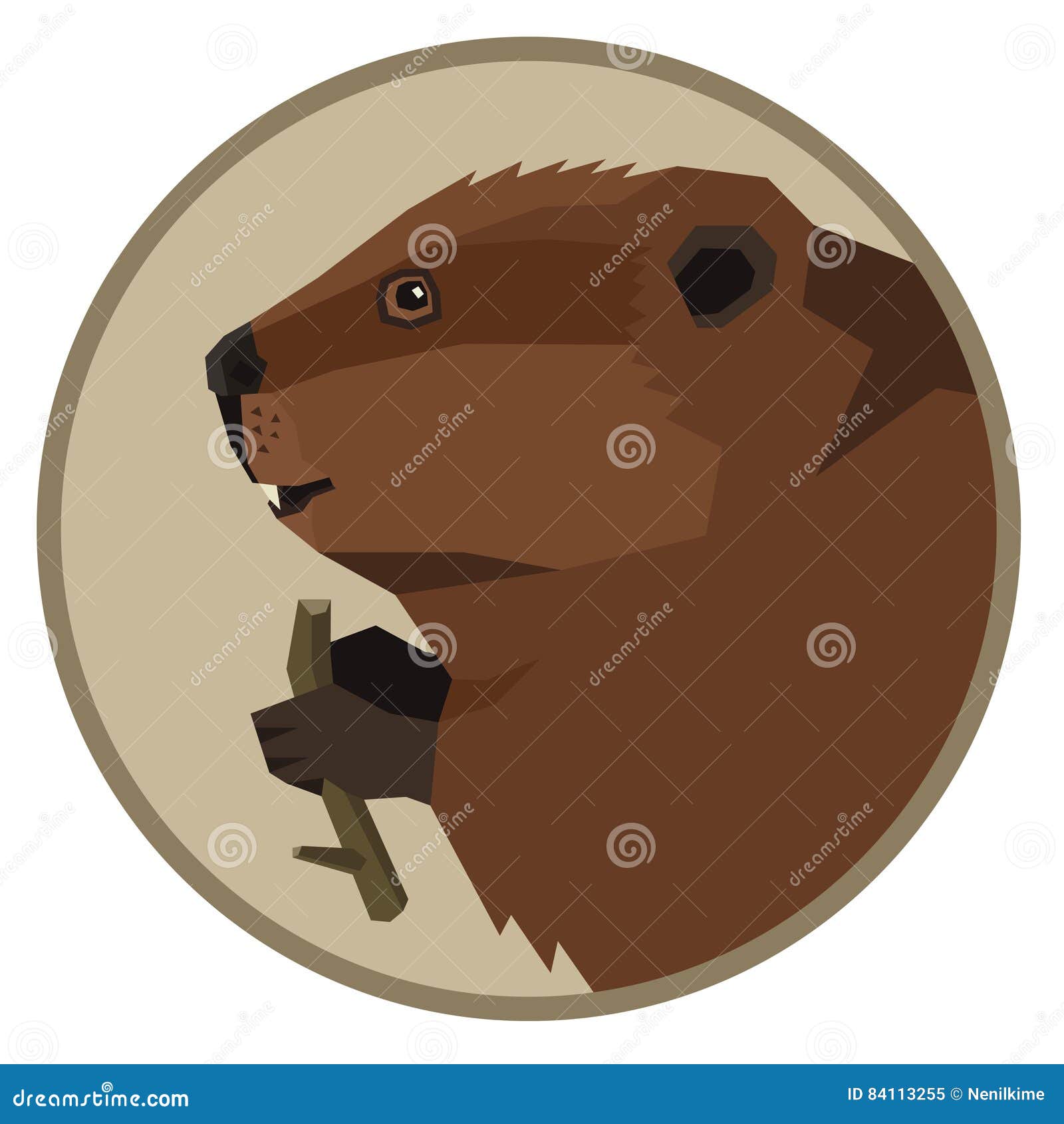 Wild Animals Collection Beaver Geometric Style Icon Round Stock Vector ...