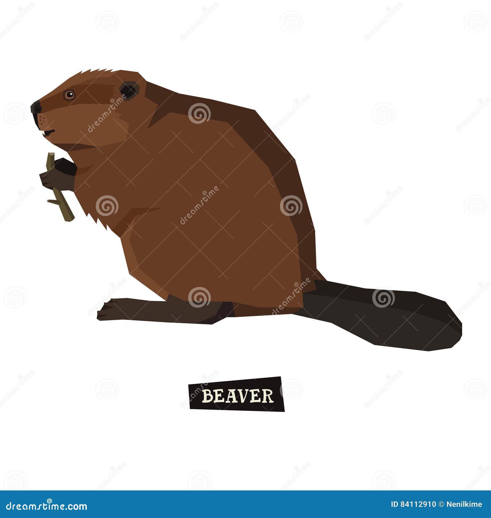 Wild Animals Collection Beaver Geometric Style Stock Vector ...