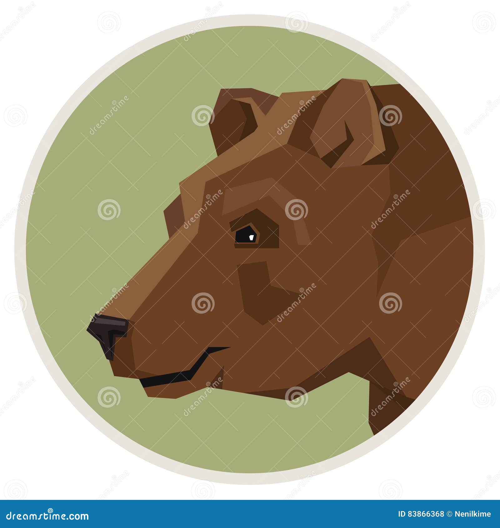 Wild Animals Collection Brown Bear Geometric Style Icon Round Stock ...