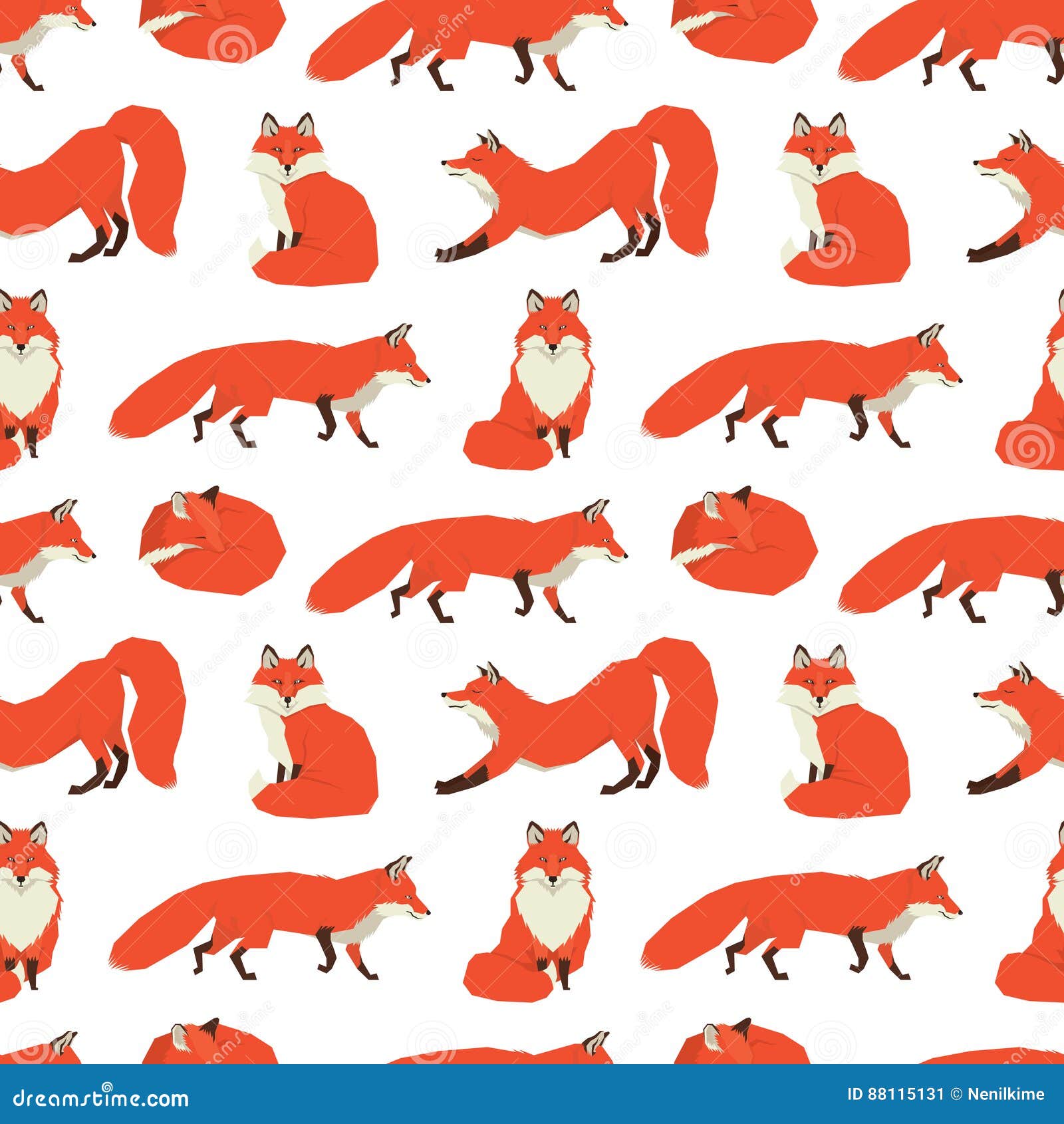 Wild Animals Collection Red Foxes Background Stock Vector ...