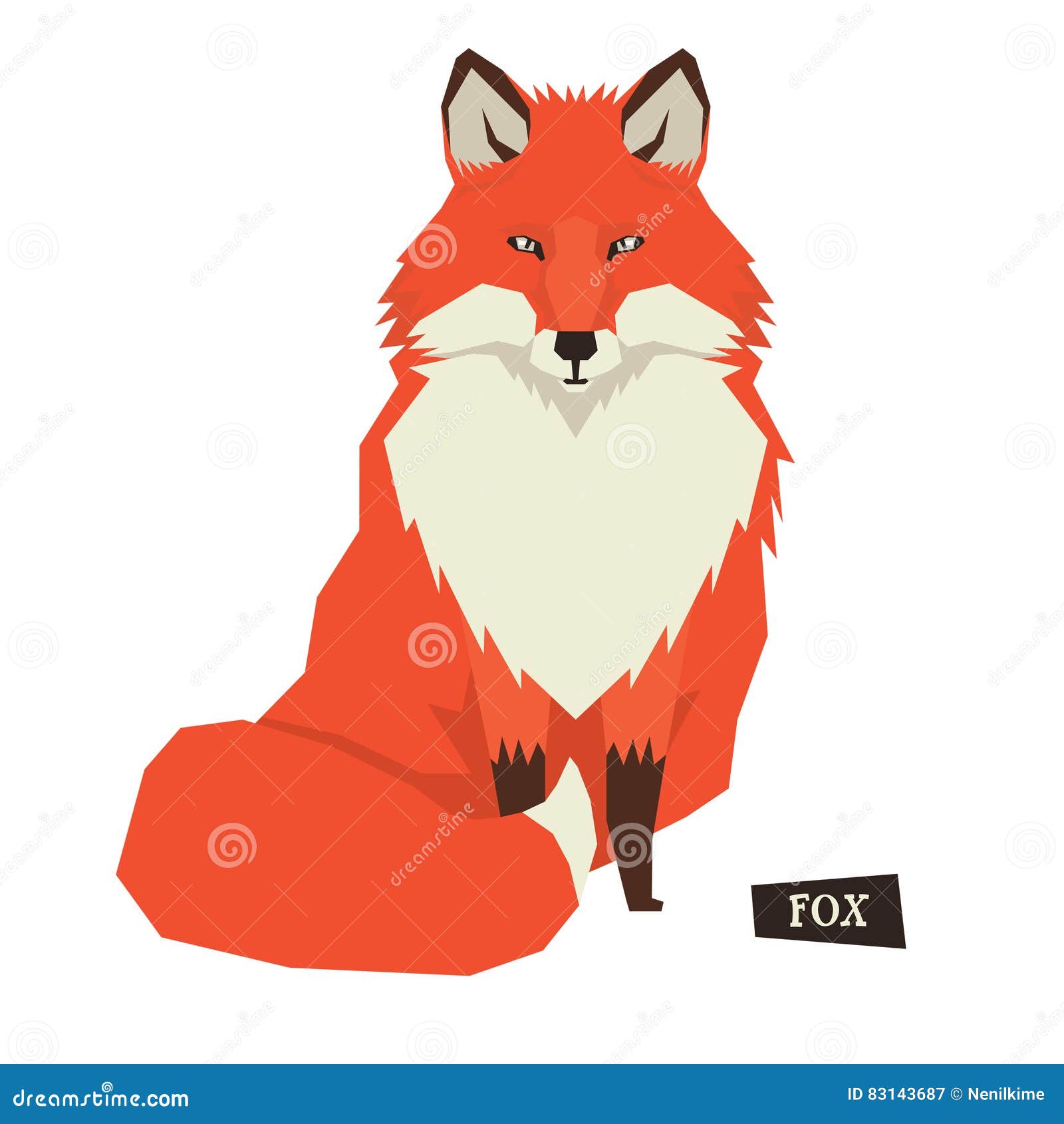 Wild Animals Collection Sitting Red Fox Geometric Style Stock Vector ...