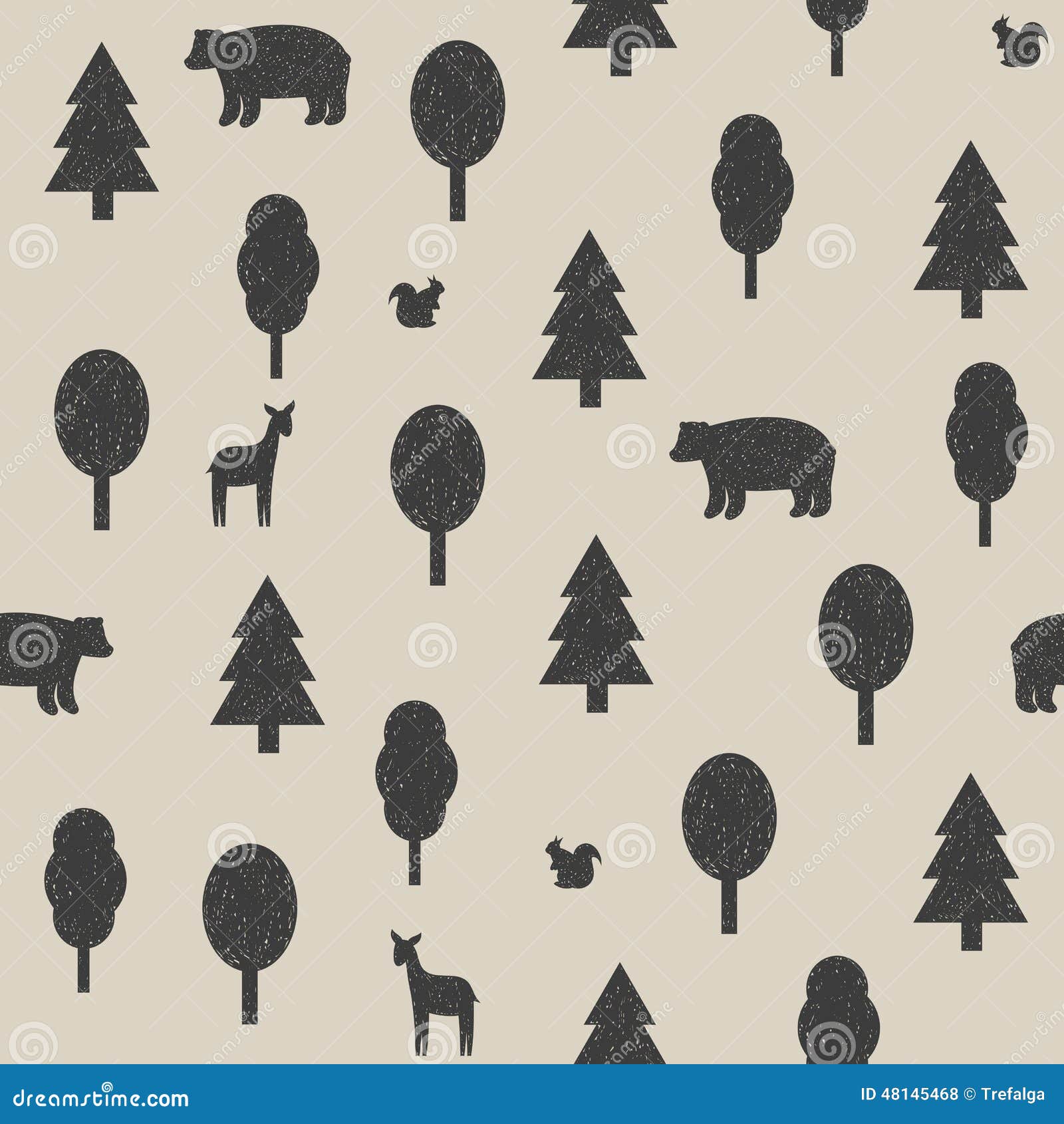 Wild Animals in the Forest Pattern Stock Vector - Illustration of ...