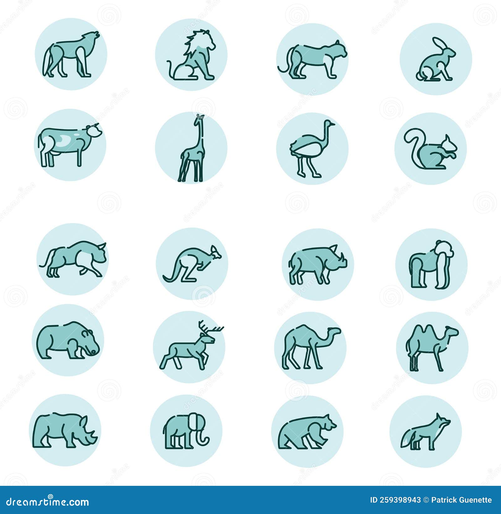 Wild animals, icon stock vector. Illustration of exotic - 259398943