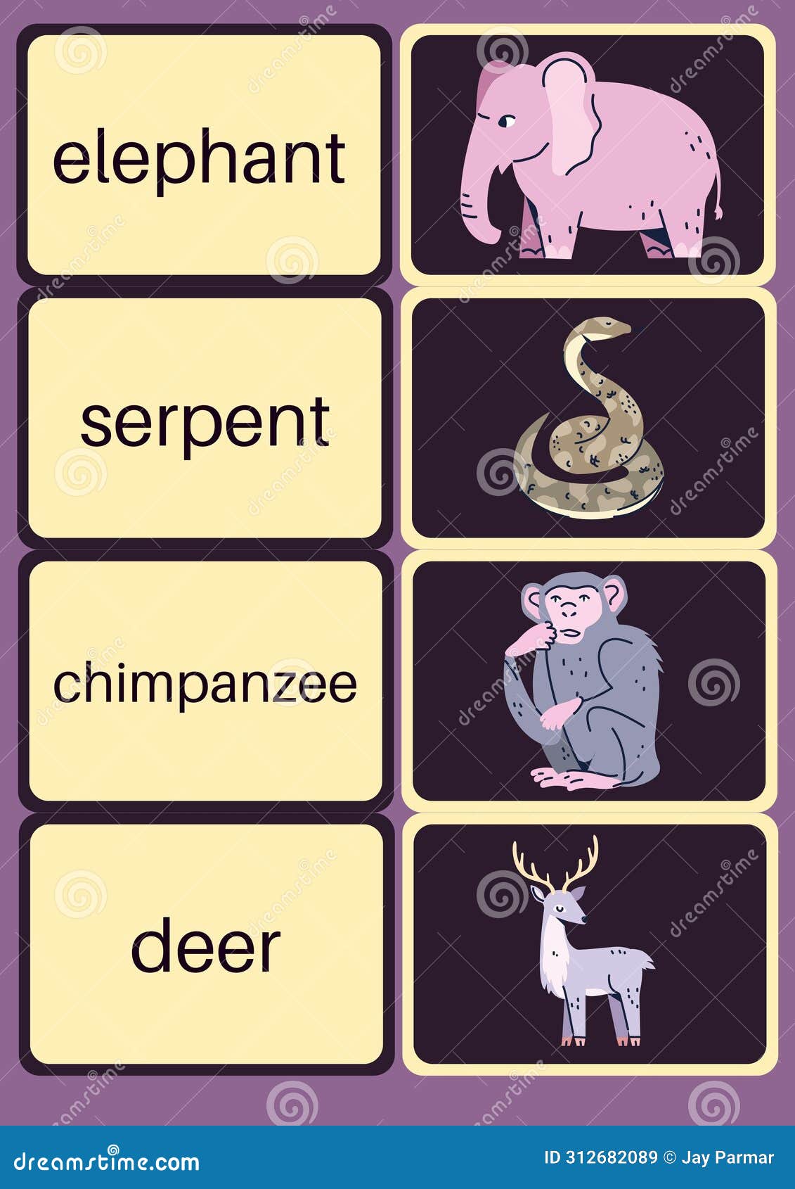 Wild Animals Memory Game Cutout Flashcards - 1 Stock Illustration ...