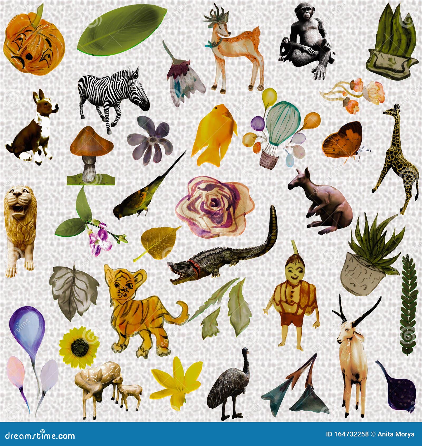 Wild Animals and Nature Mix Combination Pattern Design Stock ...