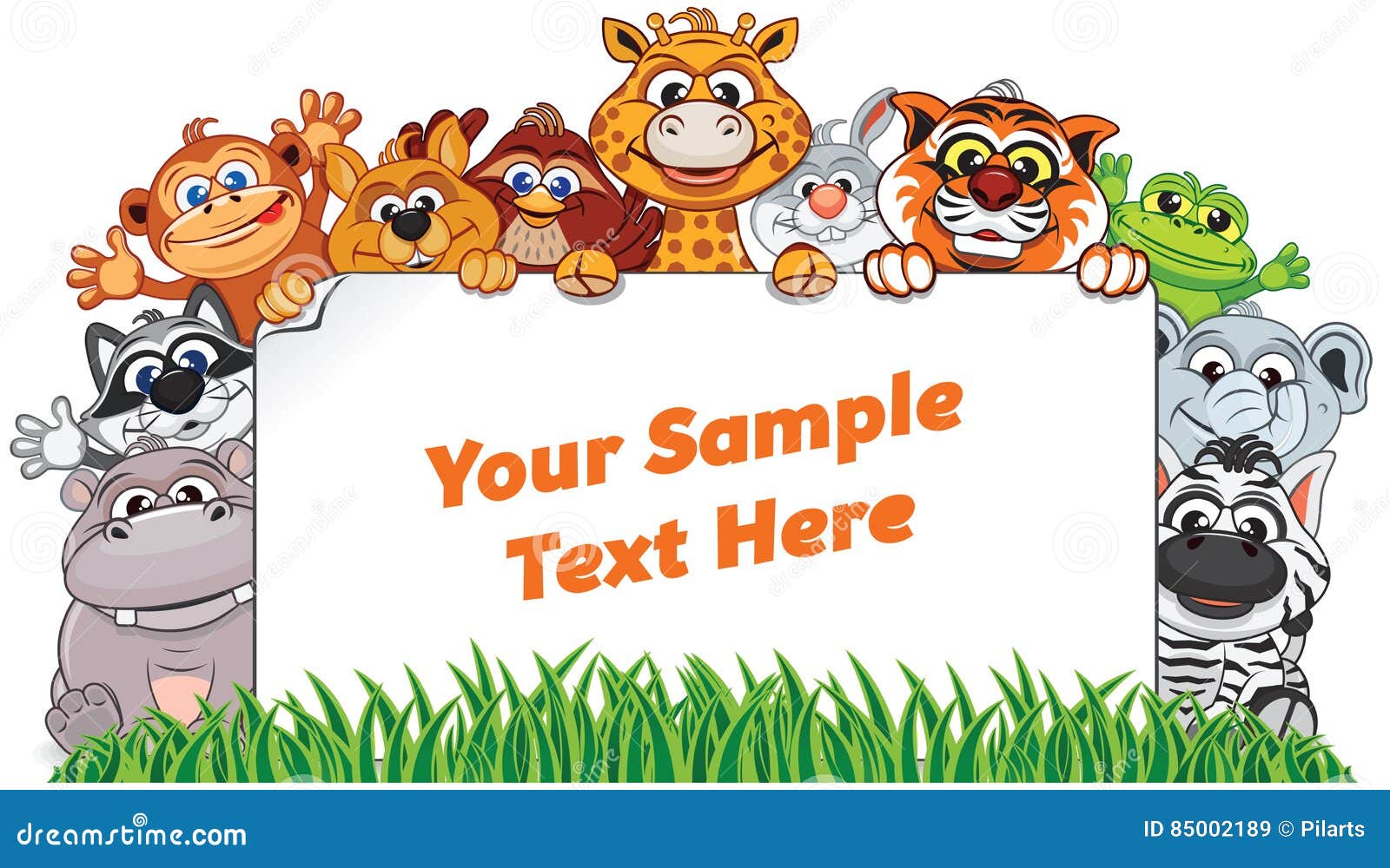 Wild Animals with Paper Sign. Vector Illustration Stock Vector ...