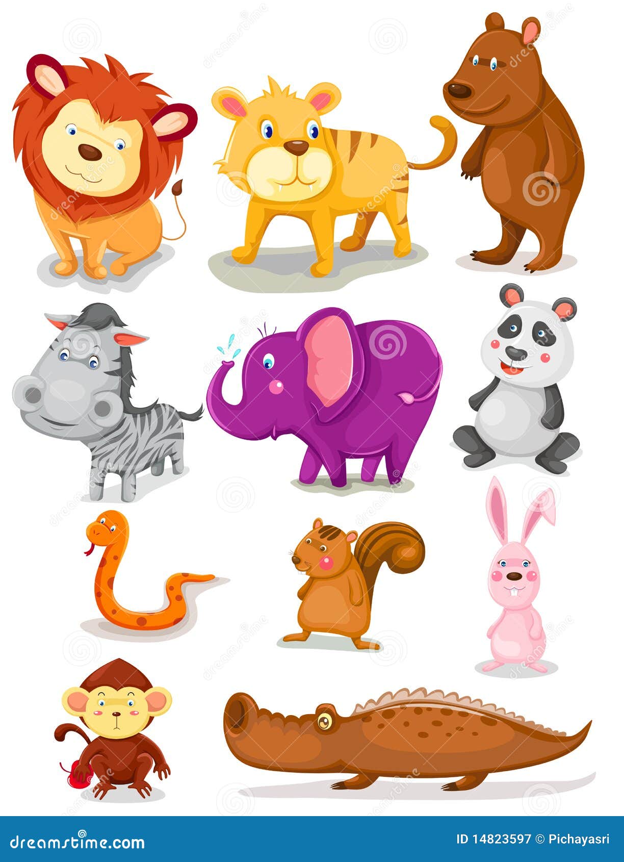 Wild animals set stock vector. Illustration of nature - 14823597