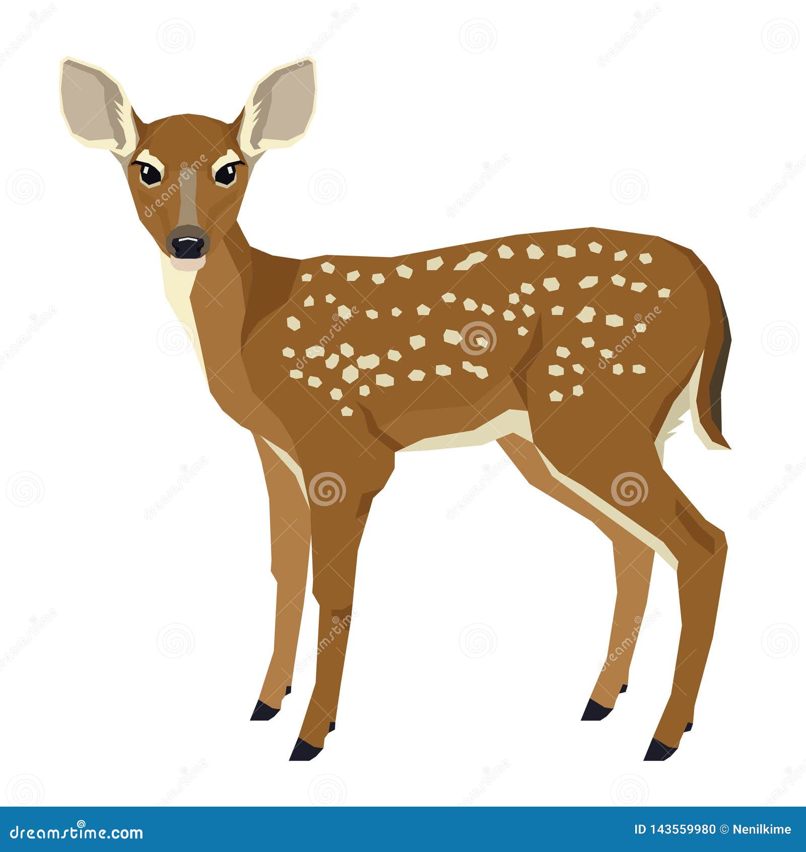 Wild Animals Vector Illustration of a Fawn Isolated Object Geometric ...