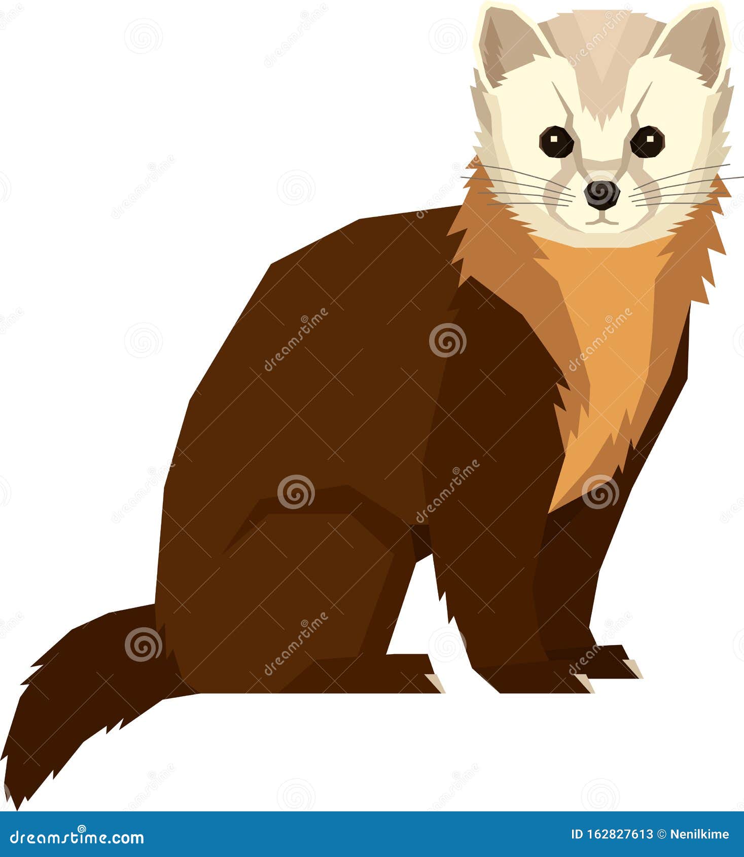 Wild Animals Vector Illustration Pine Marten Isolated Object Geometric ...