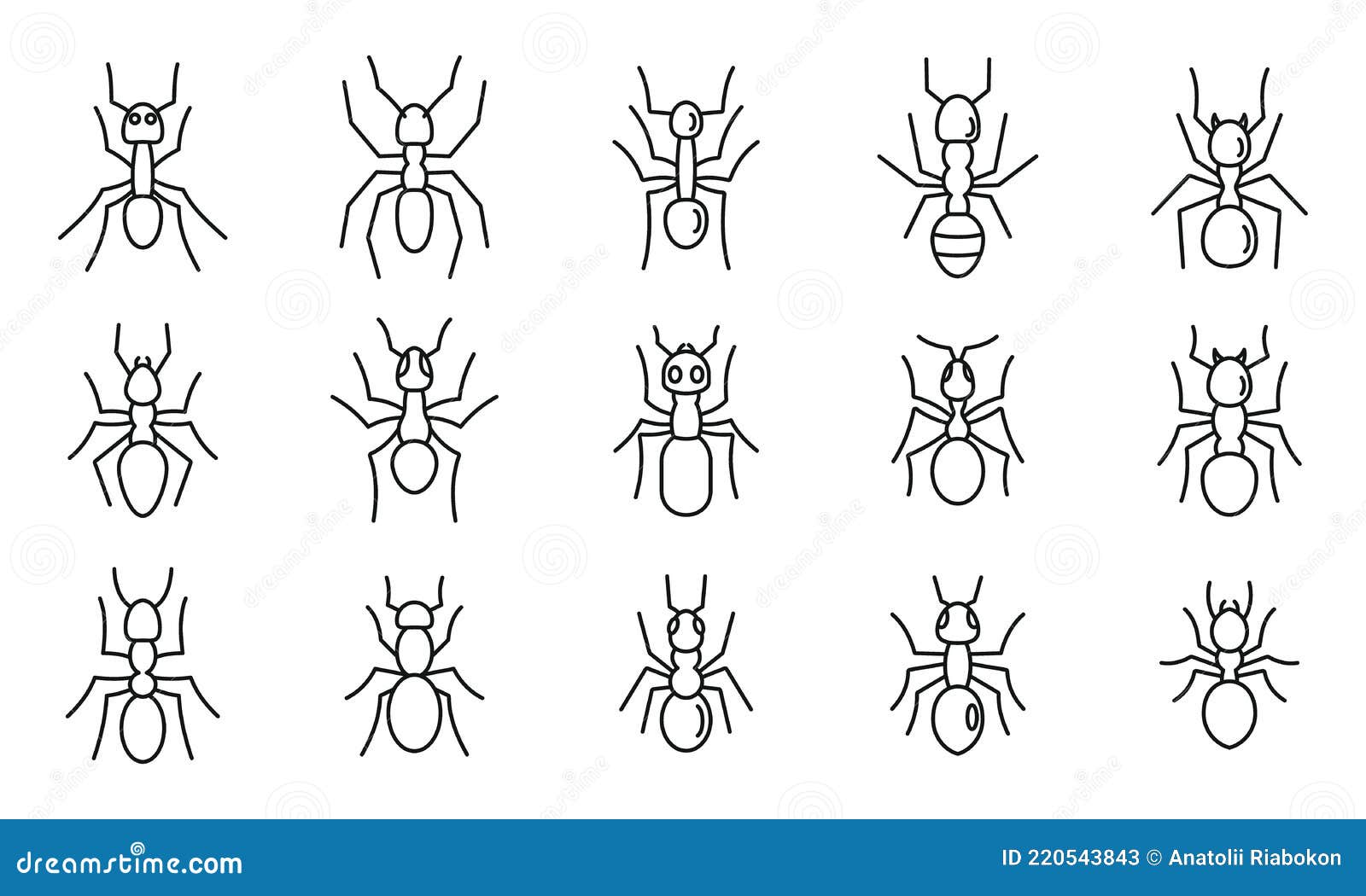 Wild Ant Icons Set, Outline Style Stock Vector - Illustration of ...