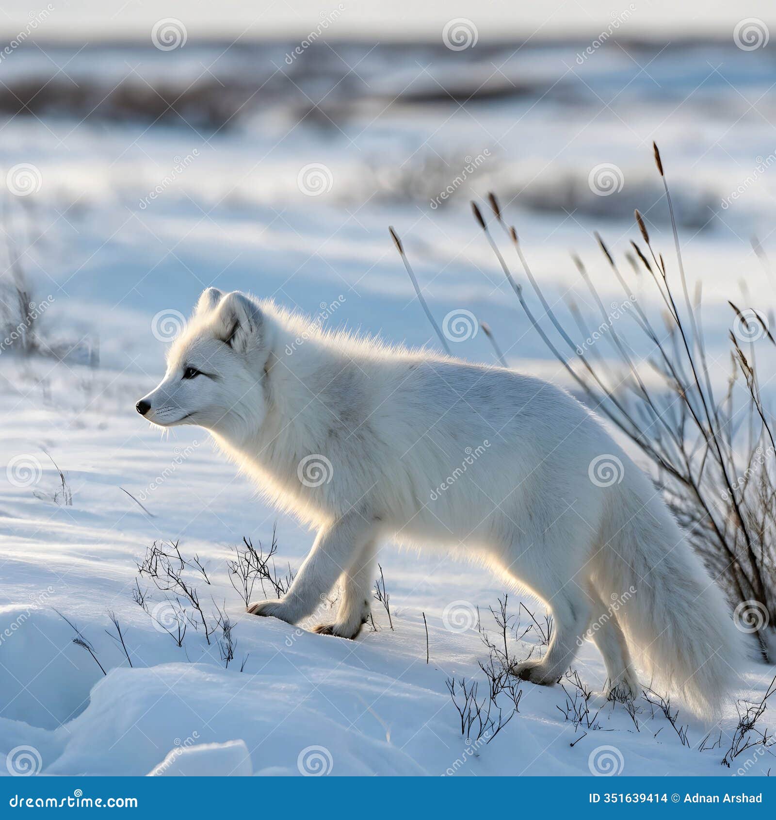Wild Arctic Fox Vulpes Lagopus in Tundra in Winter Stock Illustration ...