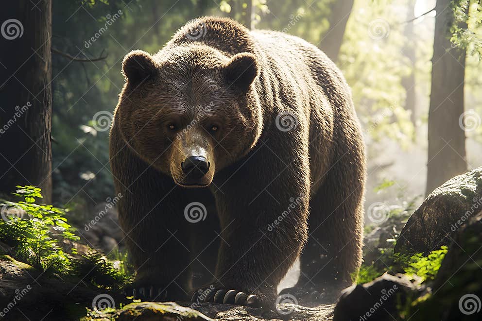 Close Up of a Wild Bear in a Forest Stock Photo - Image of mammal ...