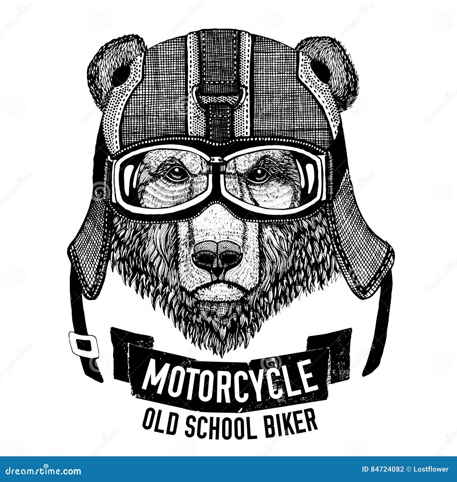 Wild BEAR for Motorcycle, Biker T-shirt Stock Illustration ...
