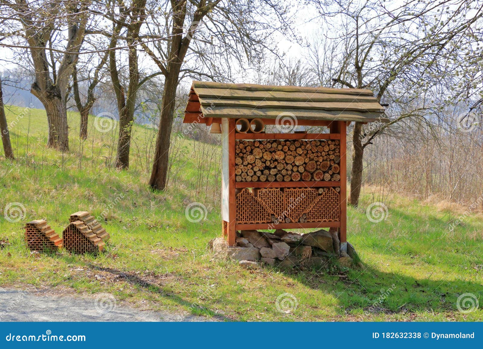 Wild Bee and Insect Shelter Hotel Stock Photo - Image of holes, hideout ...