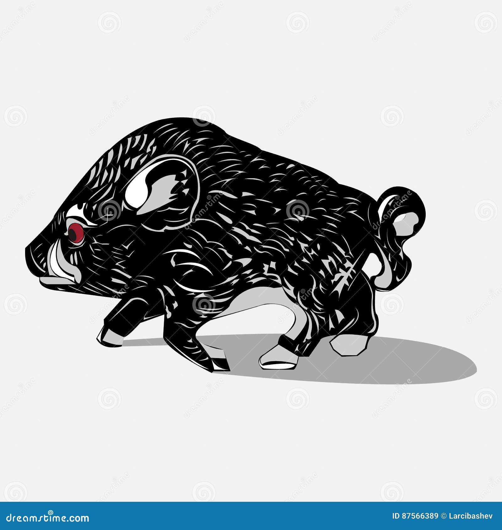 Wild black boar stock vector. Illustration of hunt, pork - 87566389