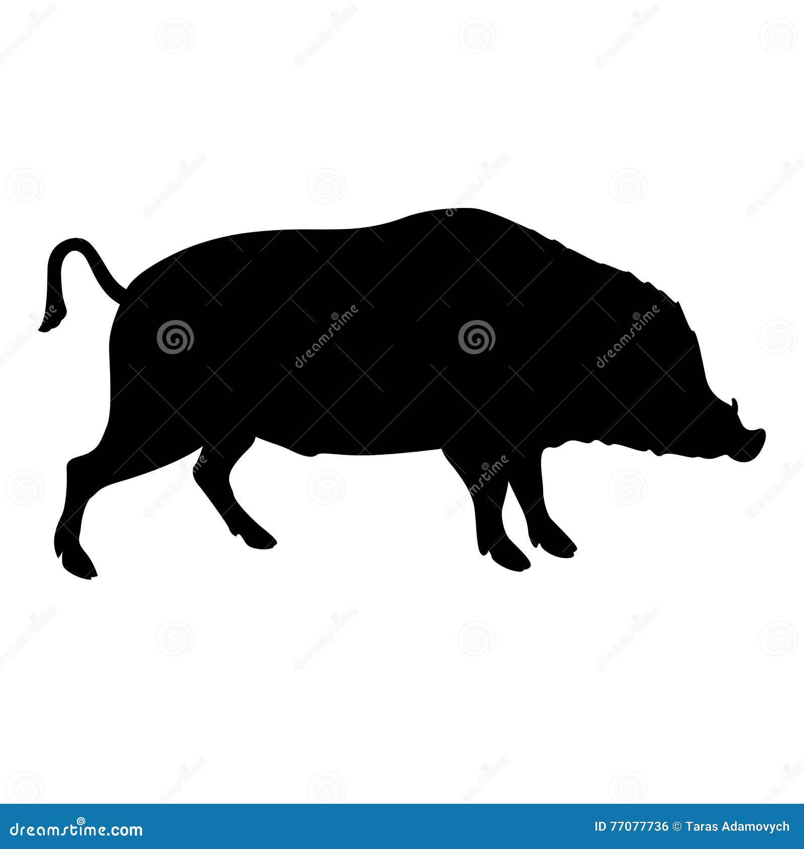 Wild Boar A Black Silhouette Side View Vector Illustration ...