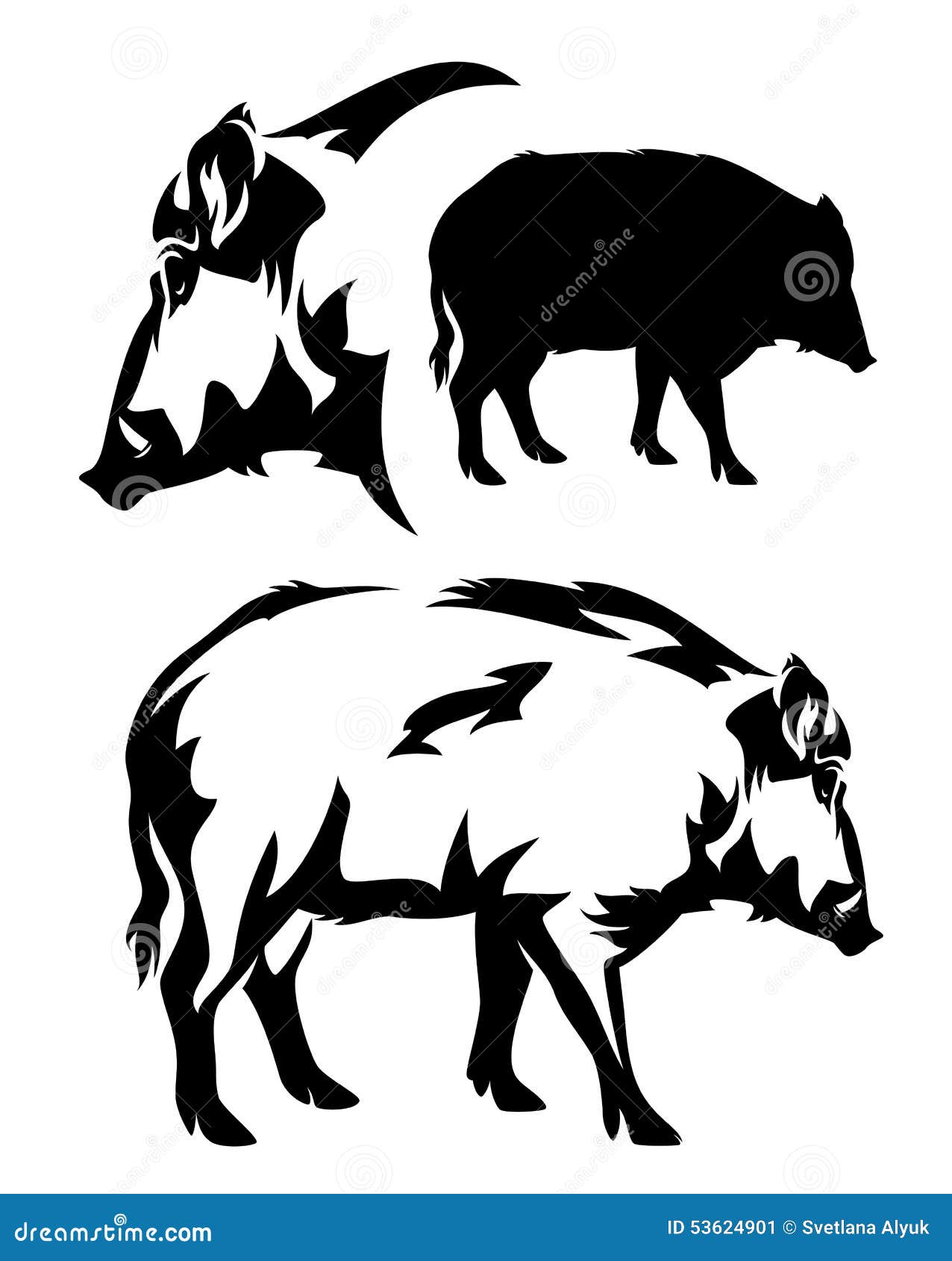 Wild boar stock vector. Illustration of design, side - 53624901
