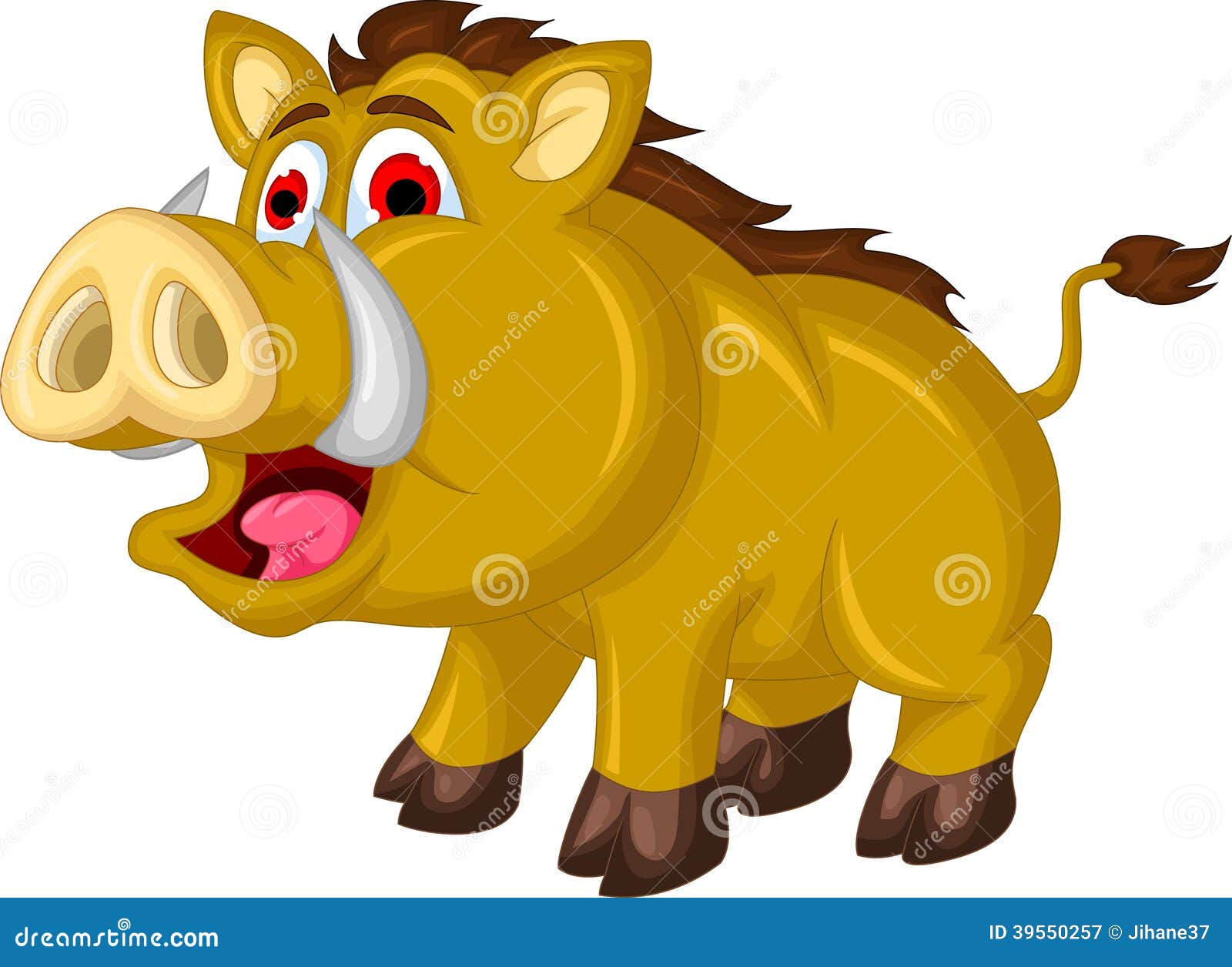 Wild boar cartoon stock illustration. Illustration of horn - 39550257