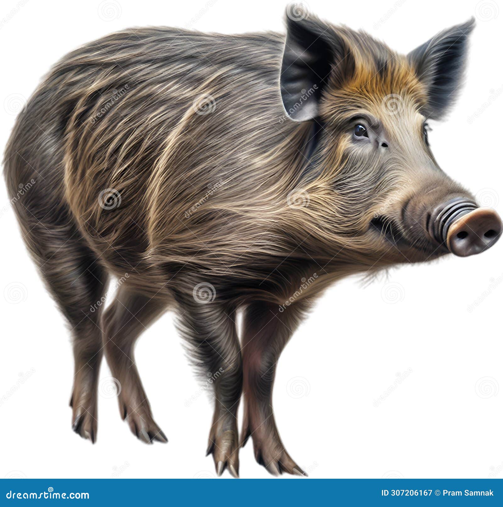 Wild Boar. Close-up Colored-pencil Sketch of Wild Boar. AI-Generated ...