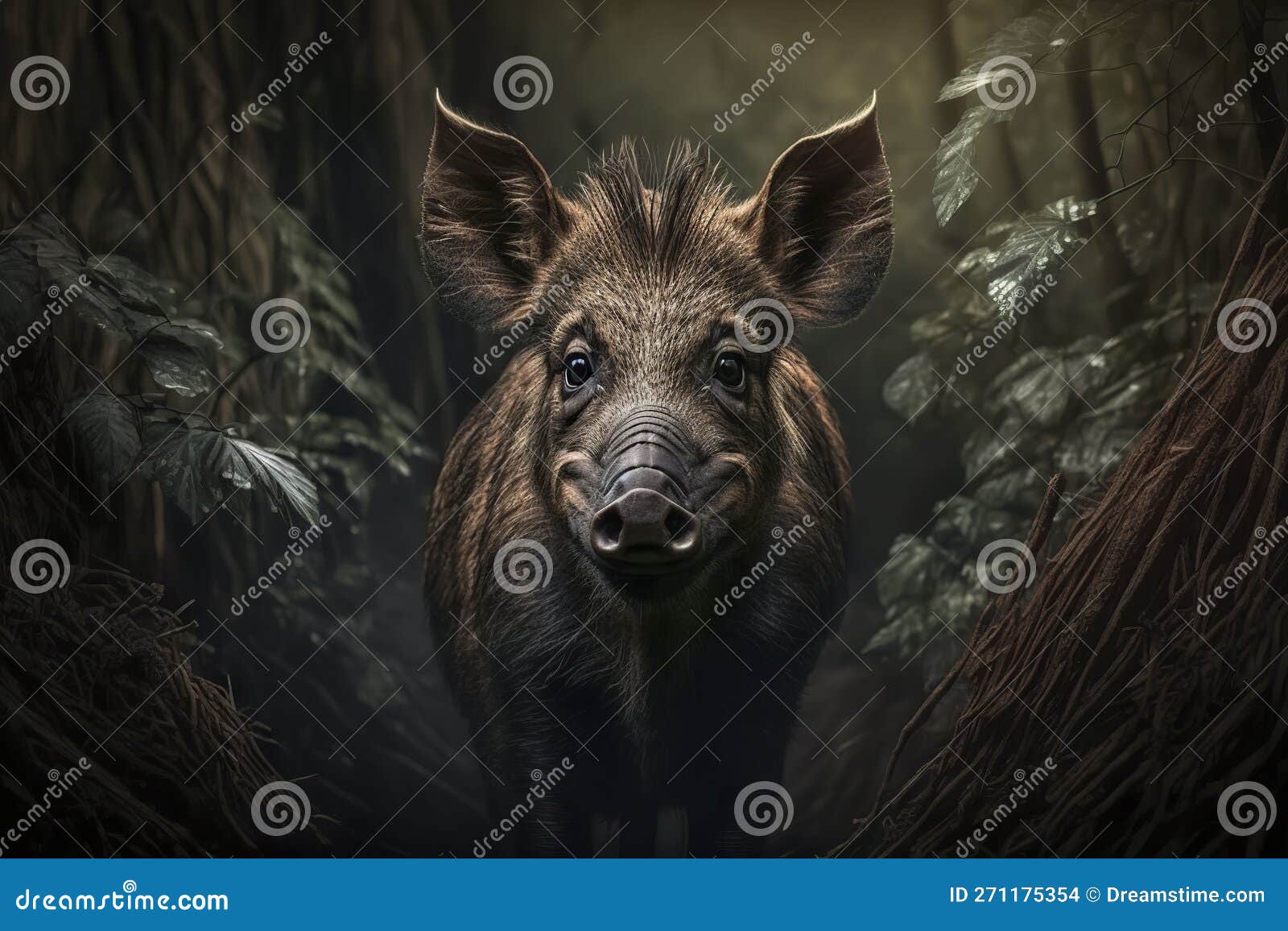 Wild Boar Close-up. Generative AI Stock Illustration - Illustration of ...