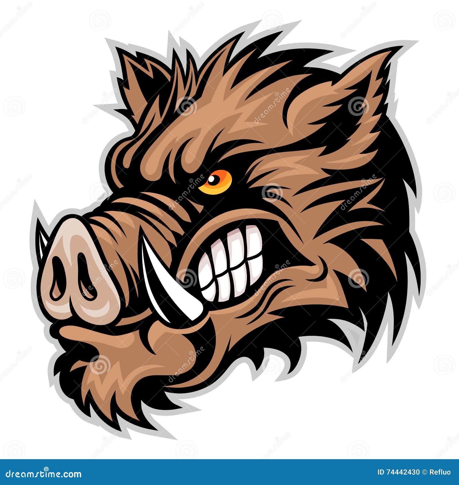 Angry Razorback Wild Pig Hog Boar Head Vector Illustration ...