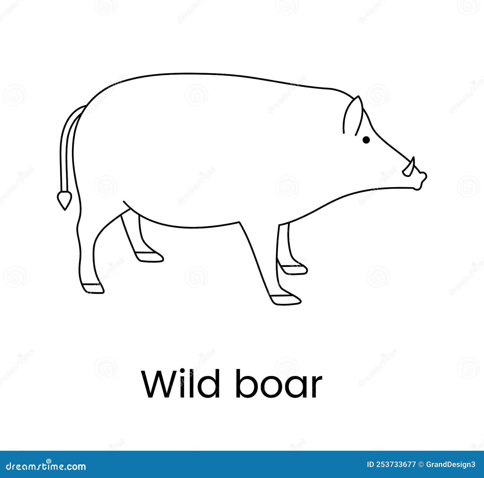Wild Boar Icon in Vector, Linear Illustration of an Animal. Stock ...
