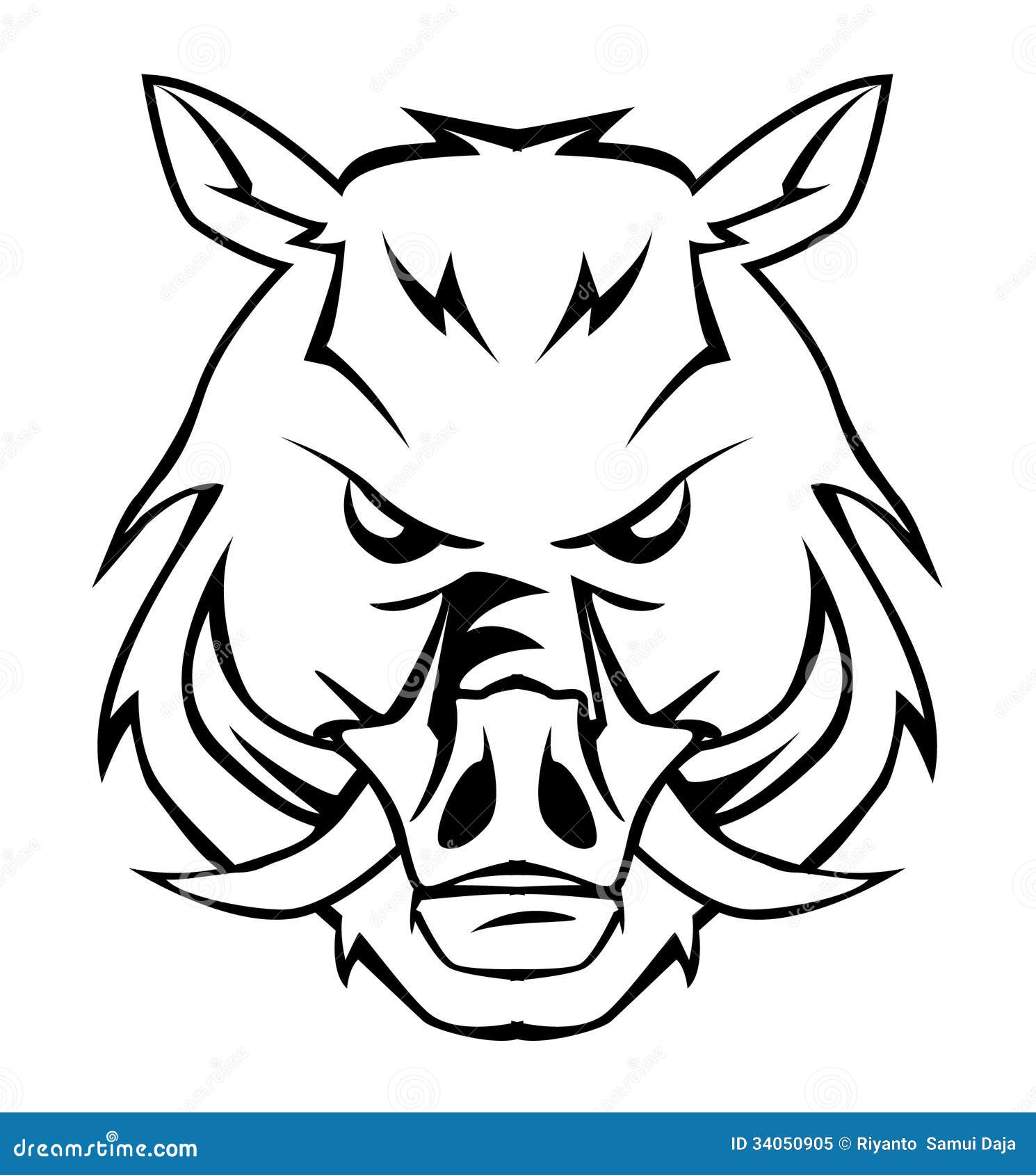 Wild boar stock vector. Illustration of grin, symbol - 34050905