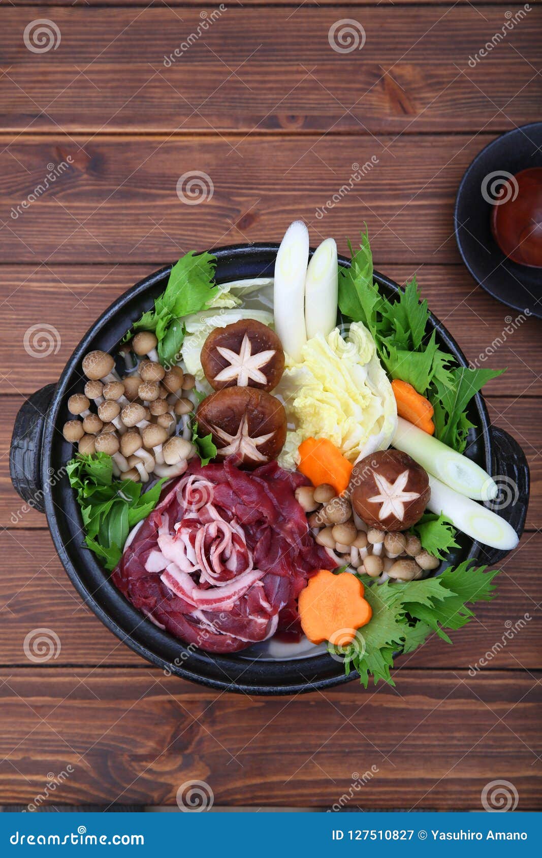 Botan Nabe Ingredients, Japanese Wild Boar Hot Pot Royalty-Free Stock ...